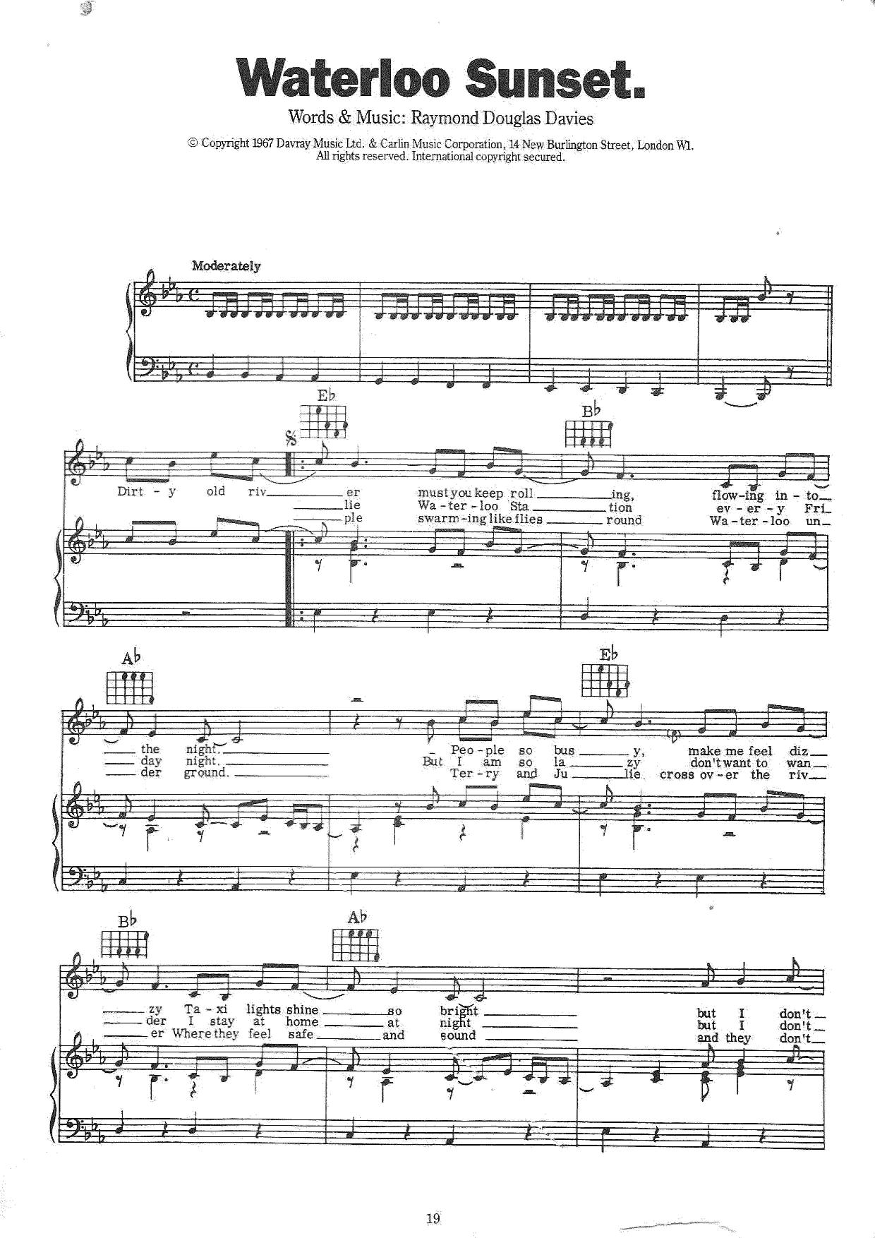 The Kinks-Waterloo Sunset Sheet Music pdf, - Free Score Download ★