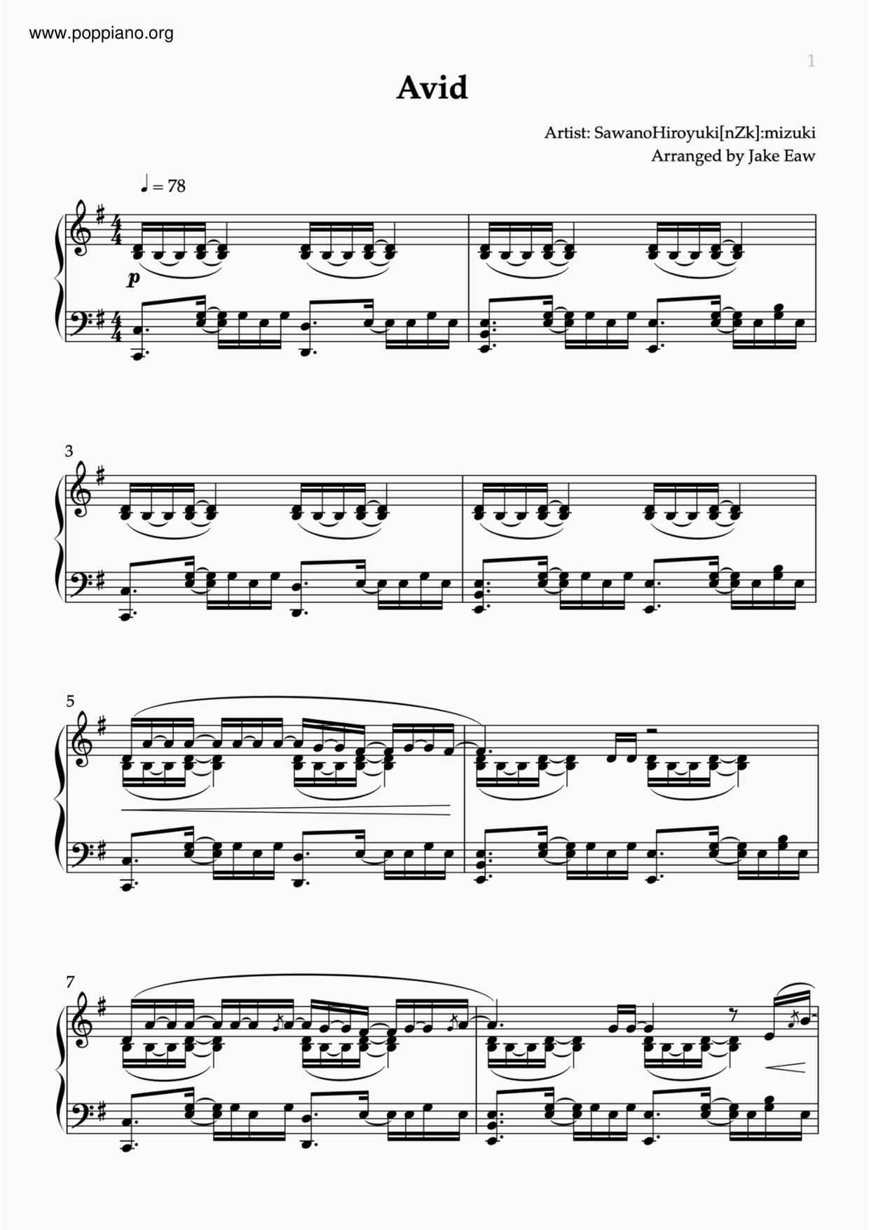 Hiroyuki Sawano-Avid Sheet Music pdf, (澤野弘之) - Free Score Download ★