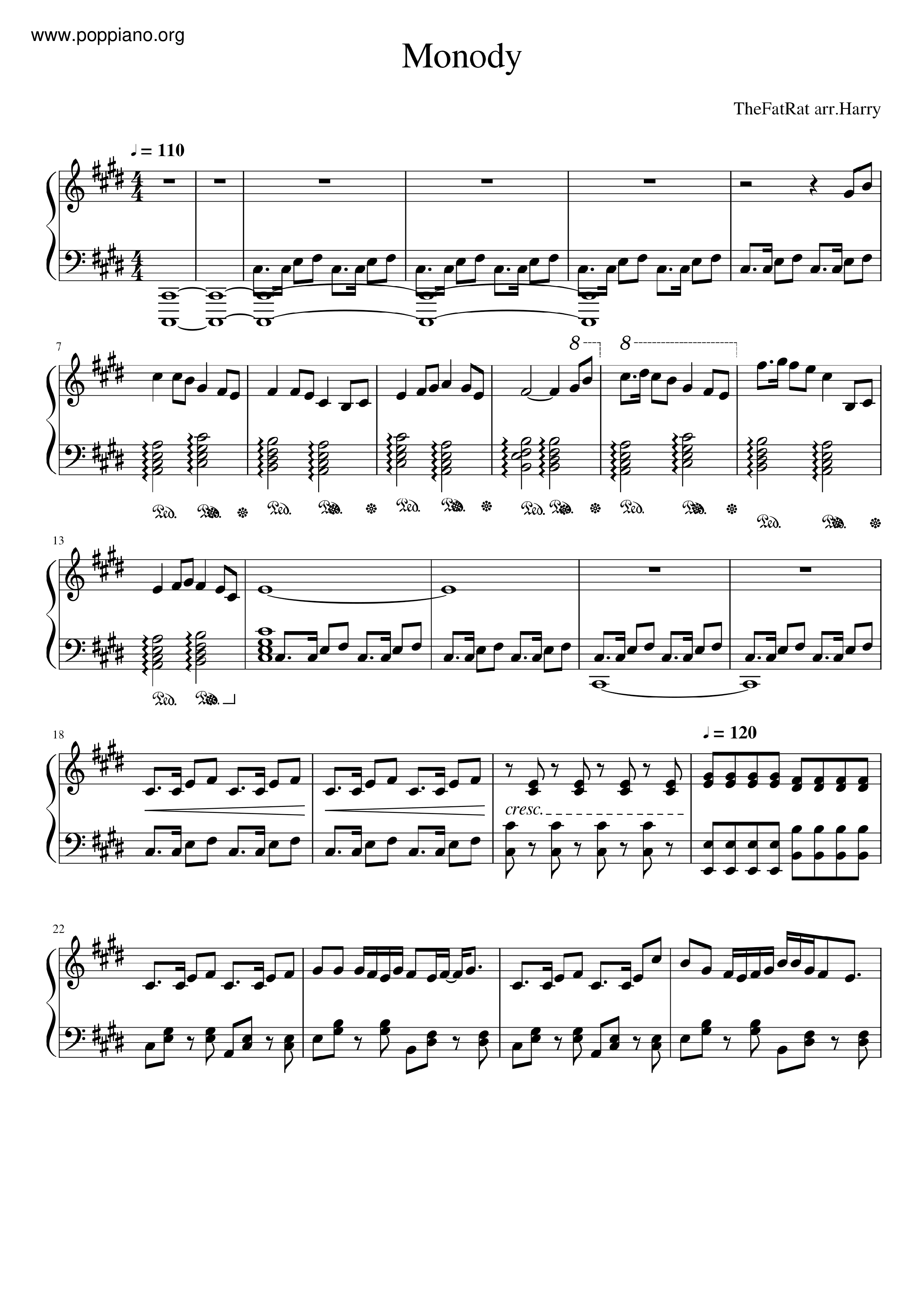 Monody - Sheet Music / Piano Score Free PDF Download - HK Pop Piano ...