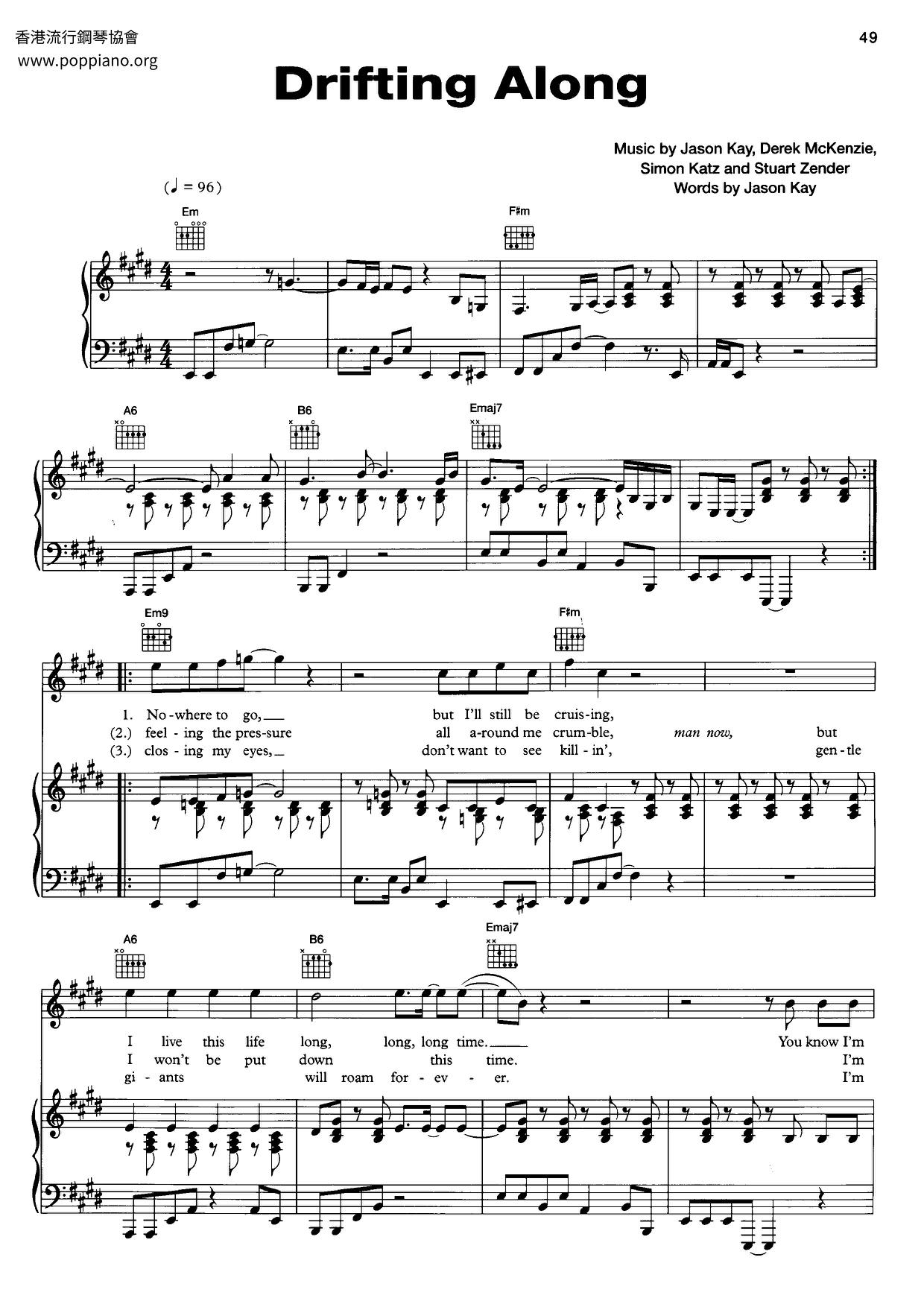 Jamiroquai-Drifting Along Sheet Music pdf, - Free Score Download ★
