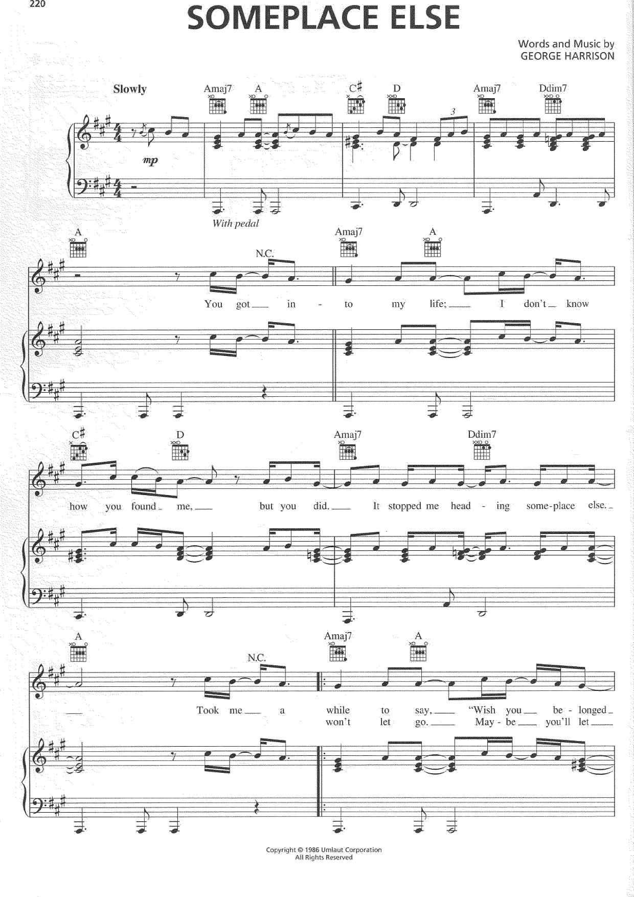 George Harrison-Someplace Else Sheet Music pdf, - Free Score Download ★