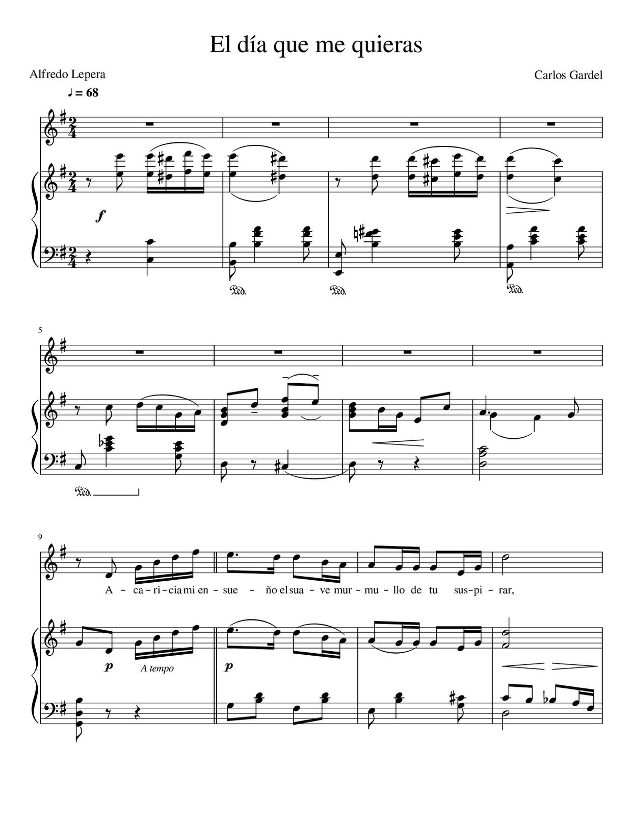 El Día Que Me Quieras- PDF無料ピアノ譜 gakufu | 香港ポップピアノ協会 ★