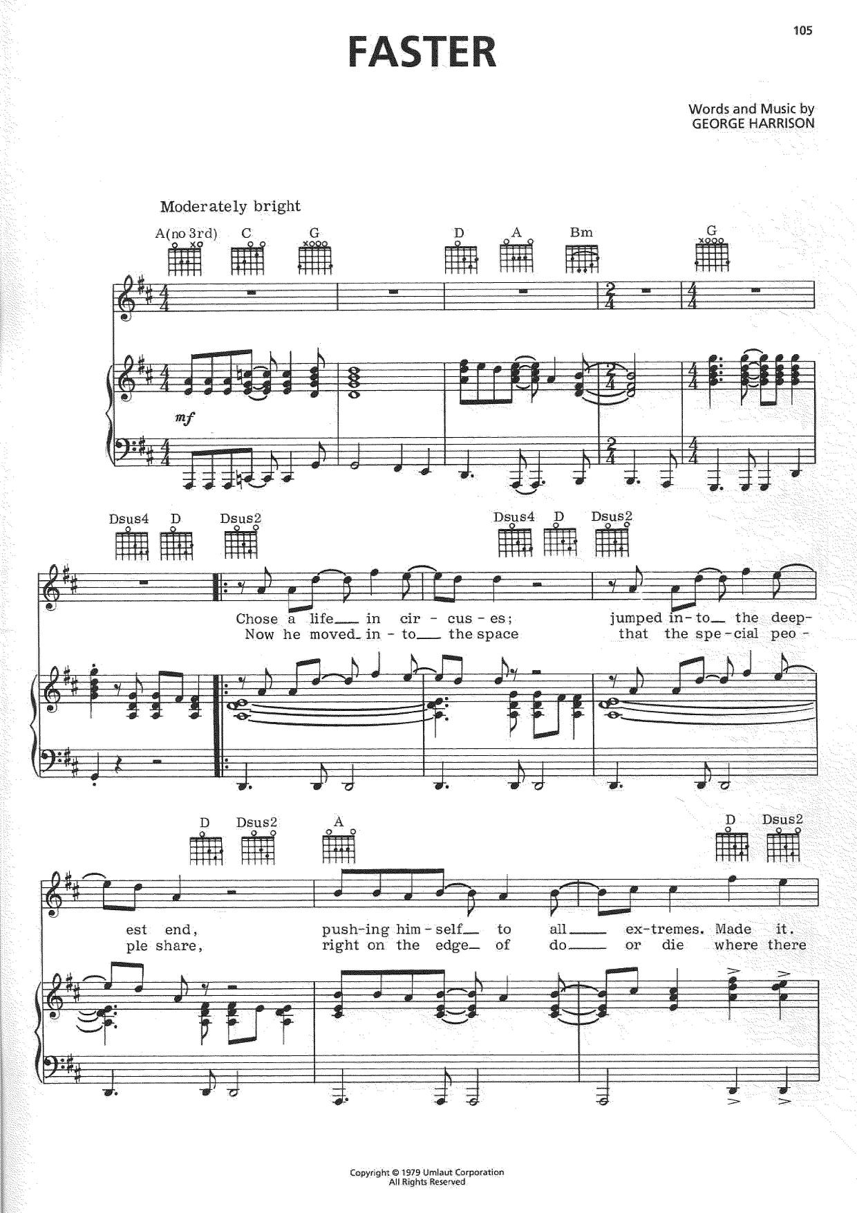 George Harrison-Faster Sheet Music pdf, - Free Score Download ★