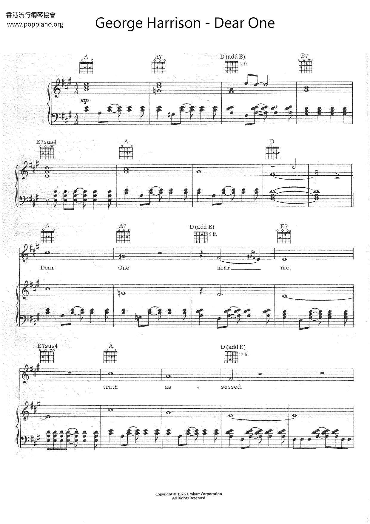 George Harrison-Dear One Sheet Music pdf, - Free Score Download ★
