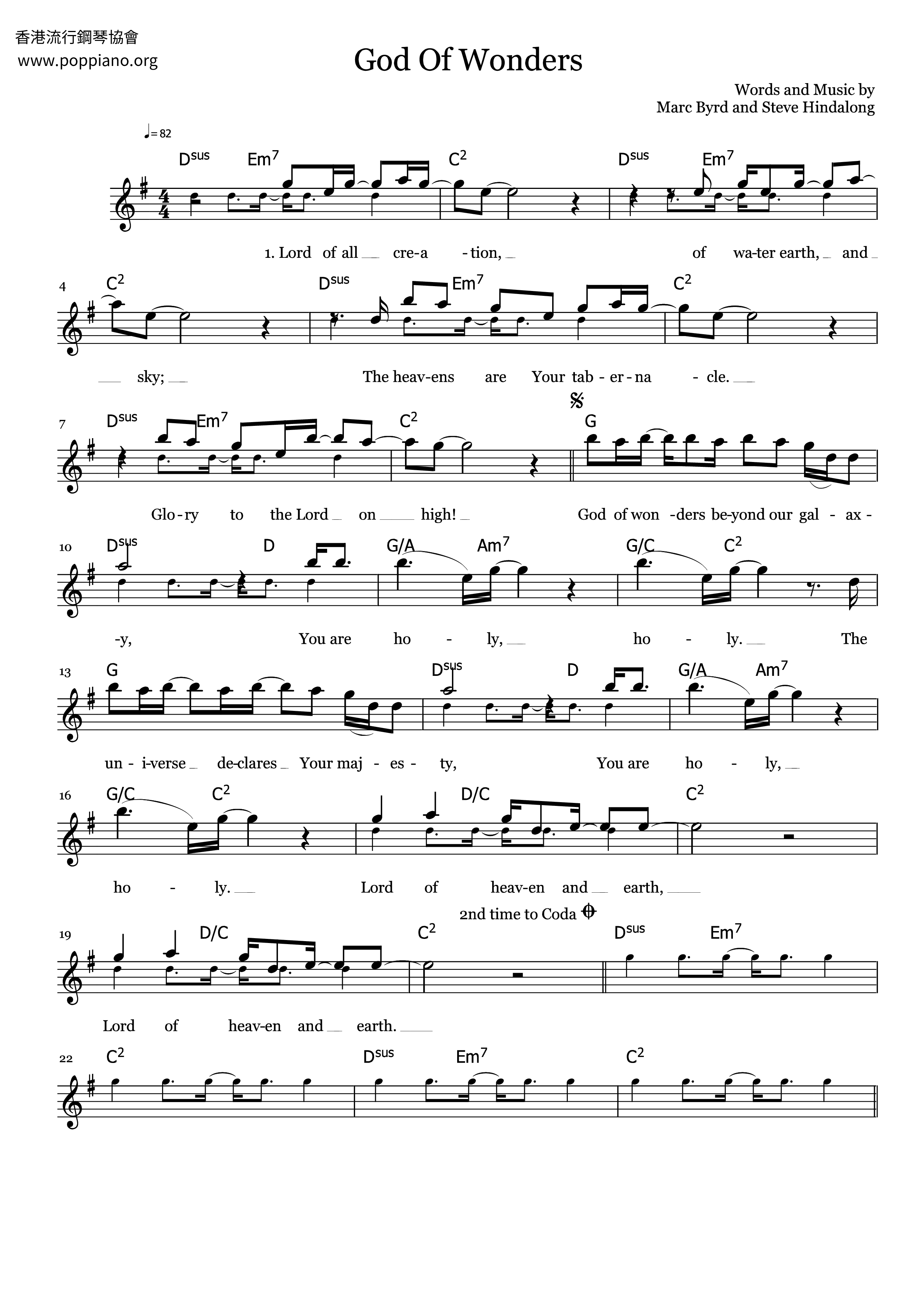 hymn-God Of Wonders Sheet Music pdf, - Free Score Download ★