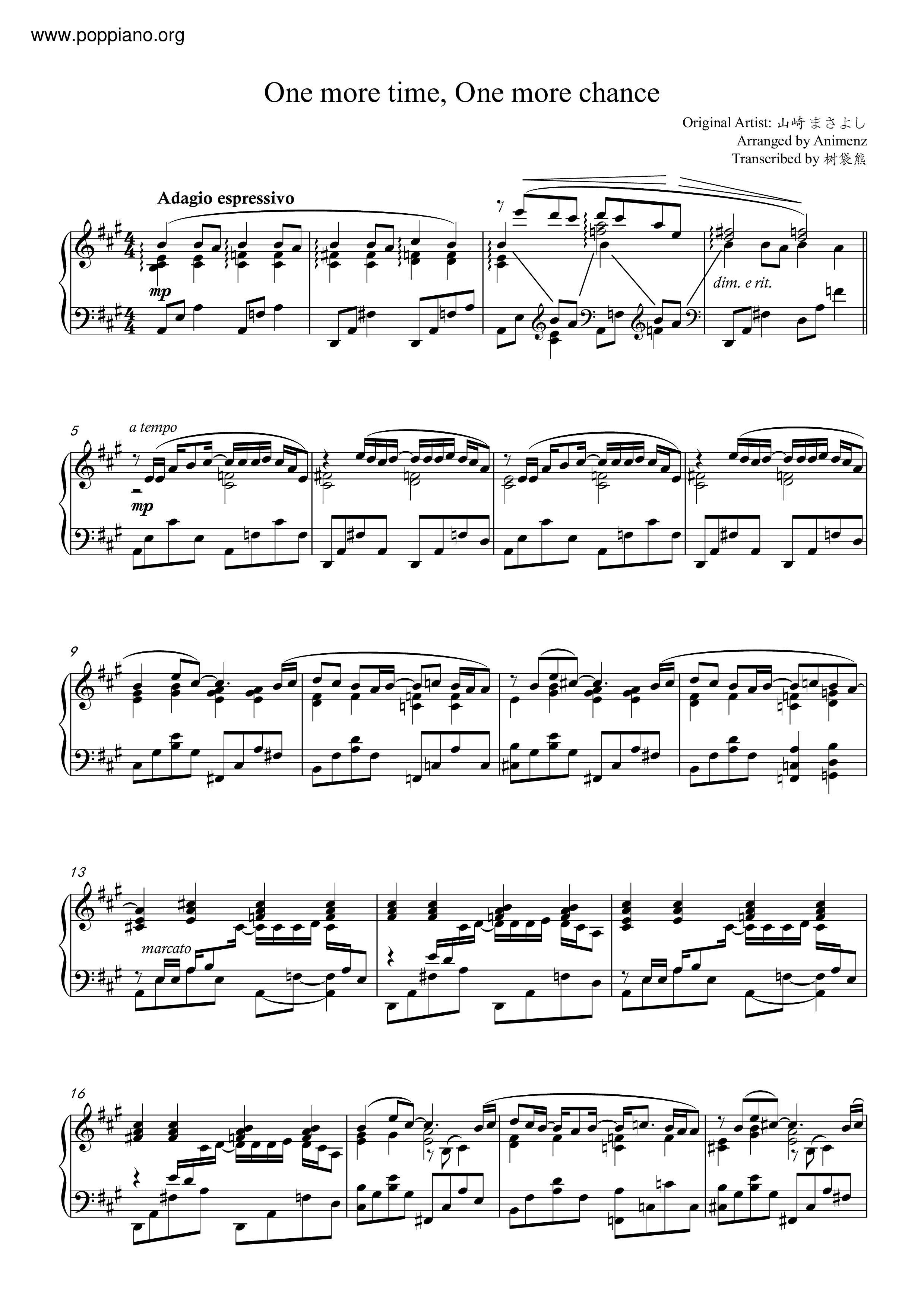Byousoku 5 Centimetre-One More Time, One More Chance Sheet Music pdf ...