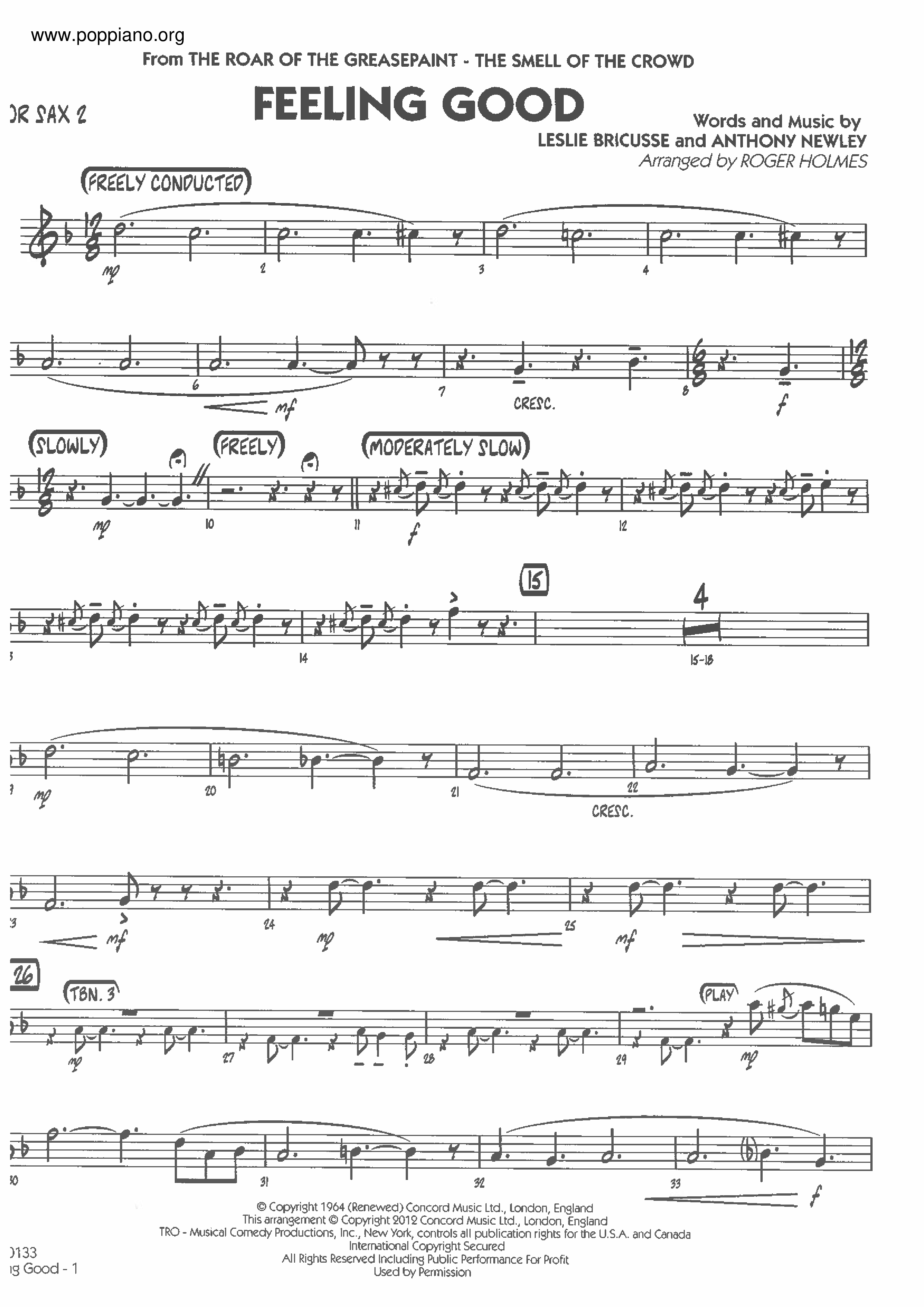 Michael Buble-Feeling Good Sax Score pdf, - Free Score Download ★