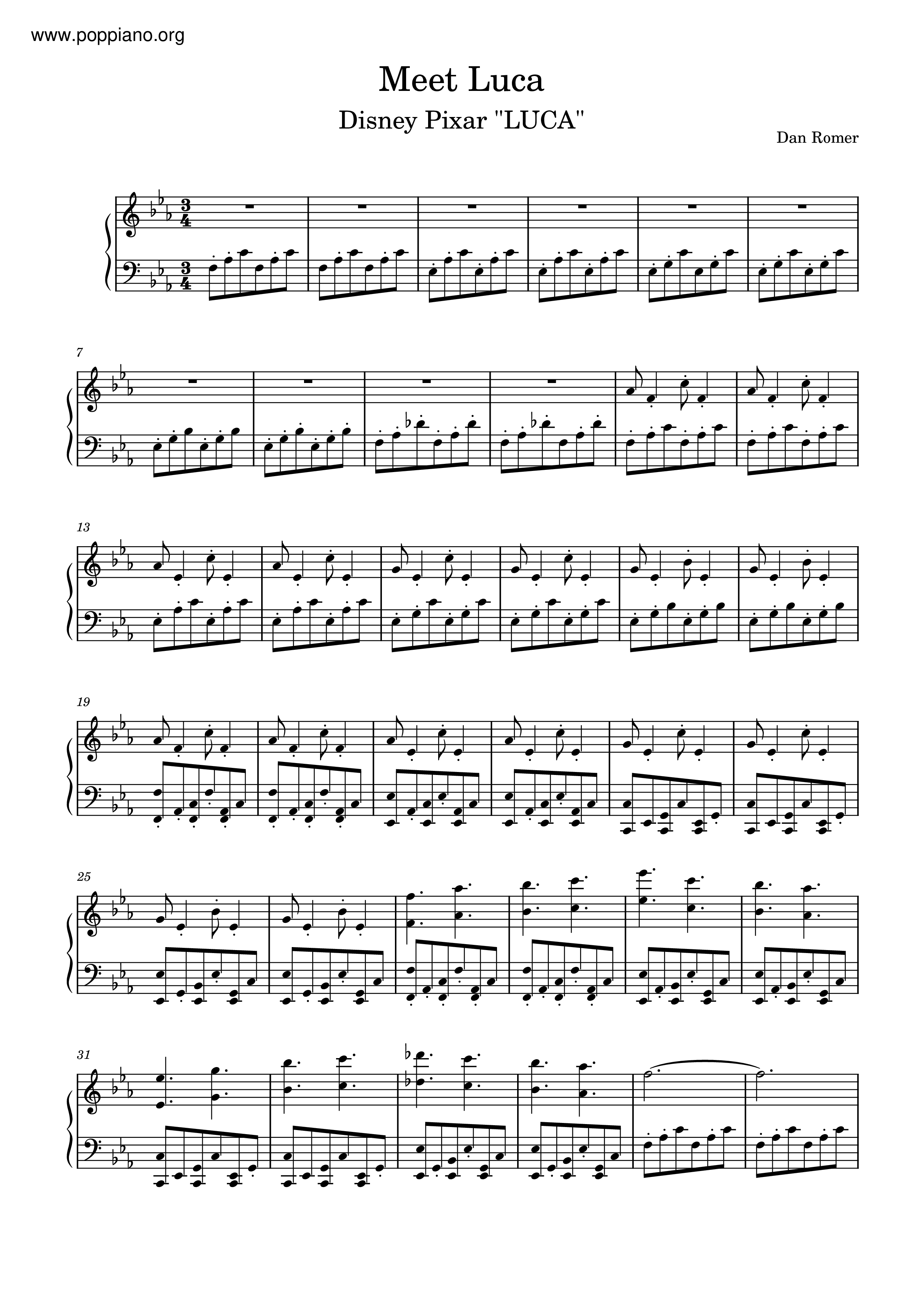 Dan Romer-Pixar - Meet Luca Sheet Music pdf, - Free Score Download ★