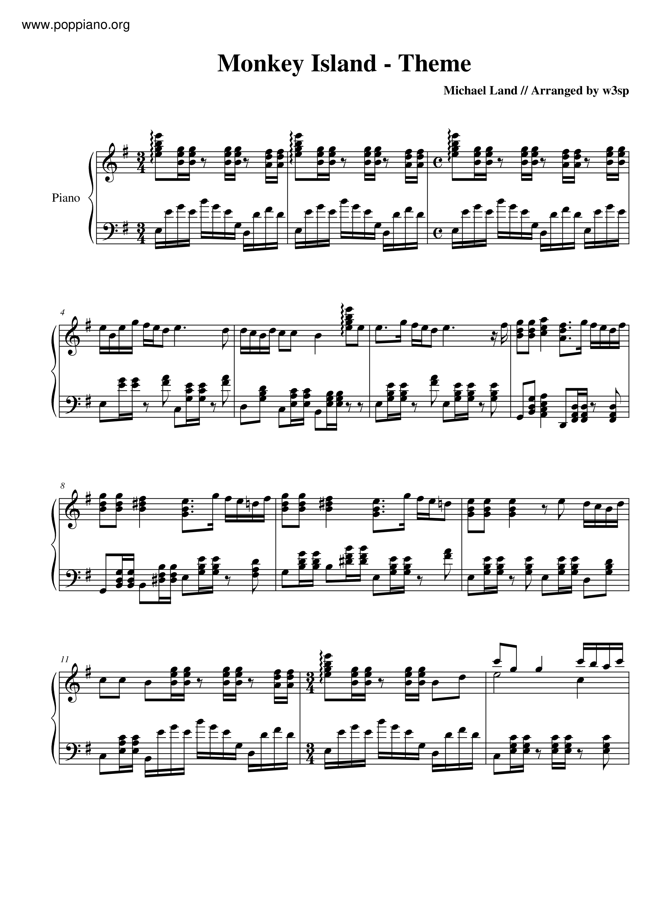 Michael Land-Monkey Island Theme 琴譜pdf-香港流行鋼琴協會琴譜下載 ★
