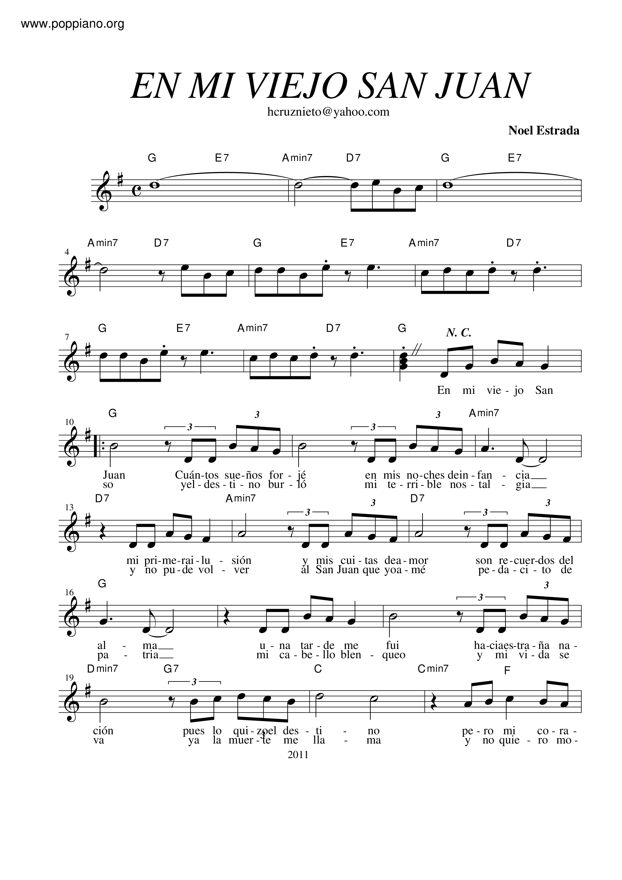 Noel Estrada-En Mi Viejo San Juan Sheet Music pdf, - Free Score Download ★