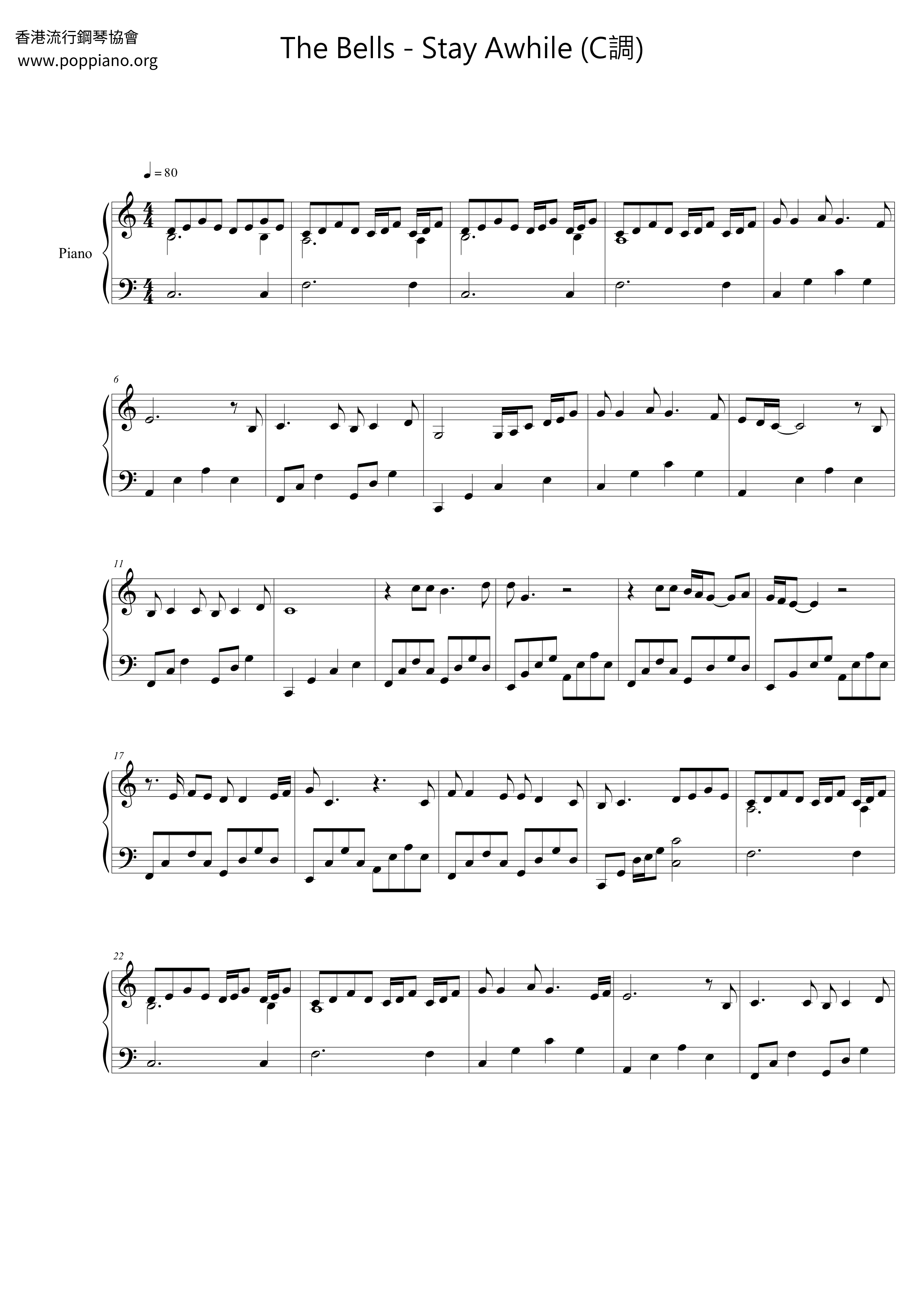 Stay Awhile | Sheet Music | Piano Score Free PDF Download | HK Pop ...