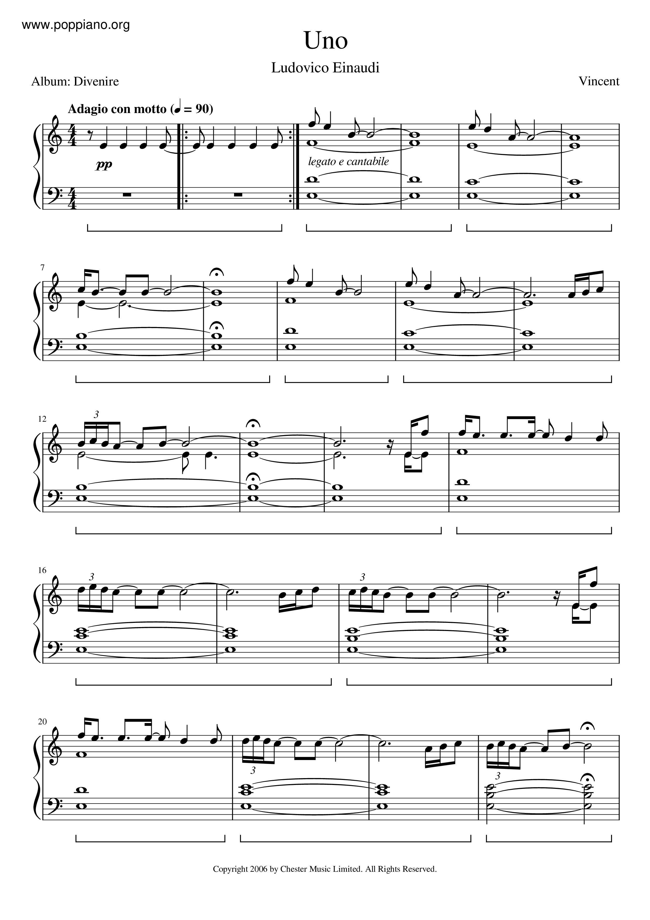 Uno - Sheet Music / Piano Score Free PDF Download - HK Pop Piano Academy ★