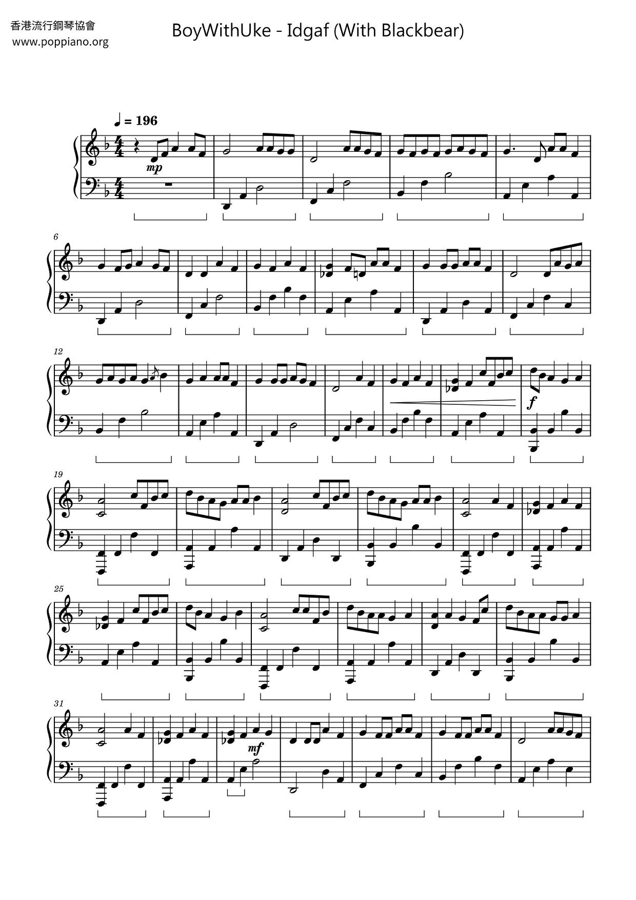 BoyWithUke-Idgaf (With Blackbear) Sheet Music pdf, - Free Score Download ★