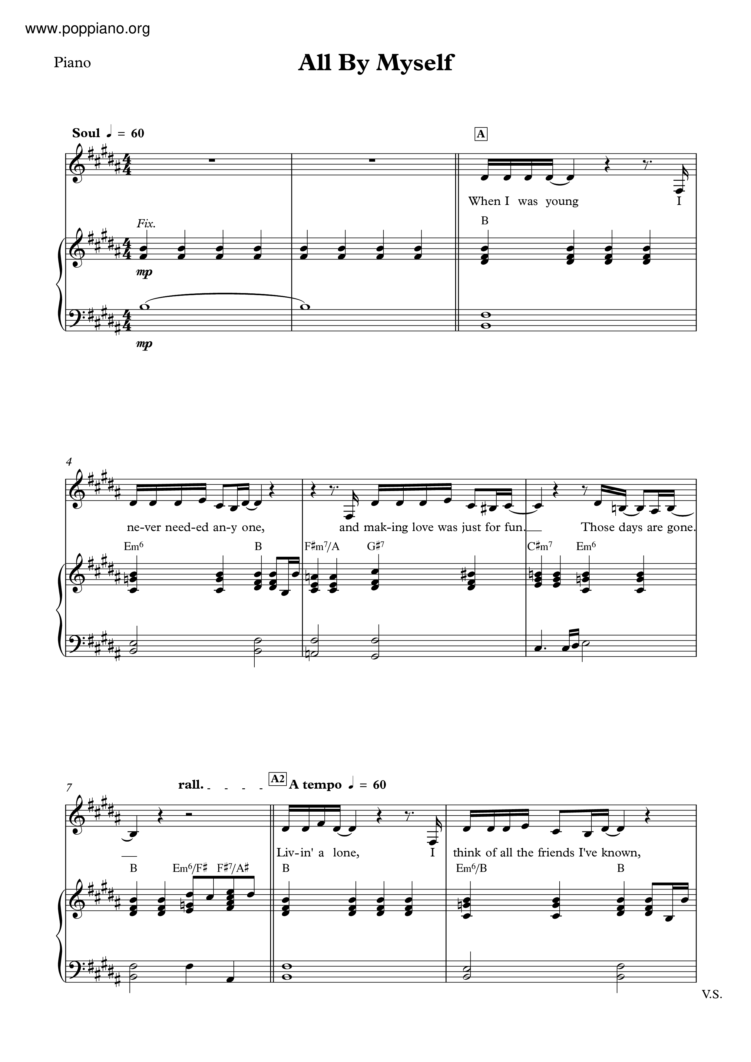 ★Celine Dion - All By Myself ピアノ譜pdf- 香港ポップピアノ協会 無料PDF楽譜ダウンロード gakufu