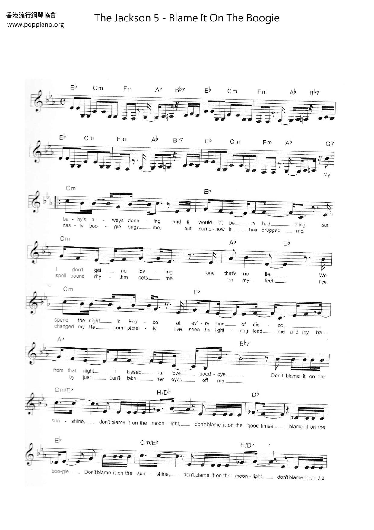 Michael Jackson-Blame It On The Boogie Sheet Music pdf, - Free Score ...