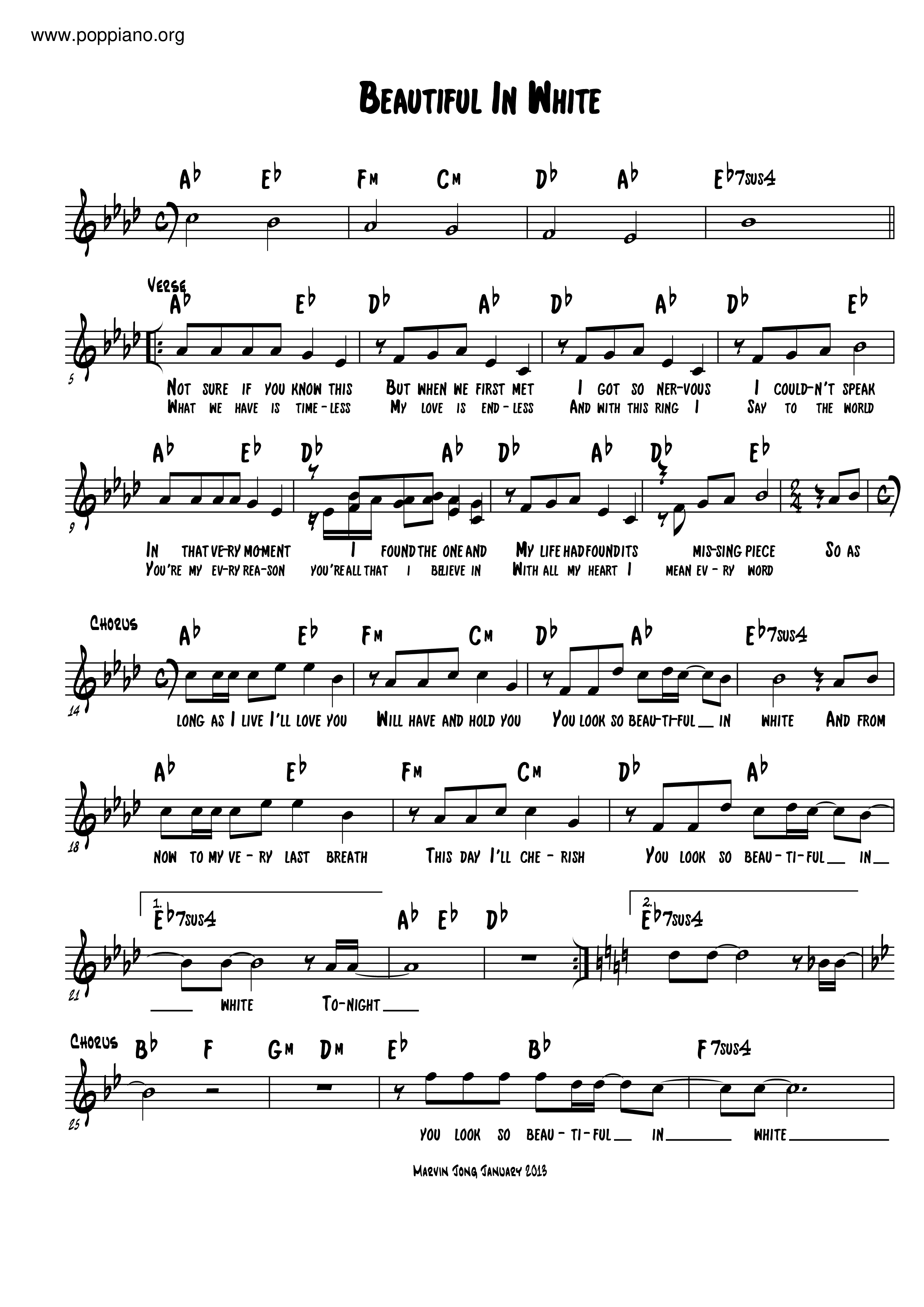 Shane Filan, Westlife-Beautiful In White Sheet Music pdf, - Free Score ...