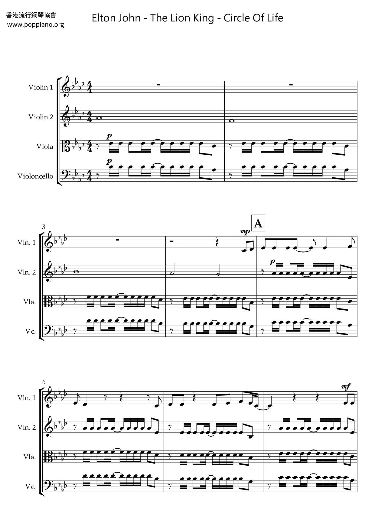 Elton John-The Lion King - Circle Of Life Violin Score pdf, - Free ...