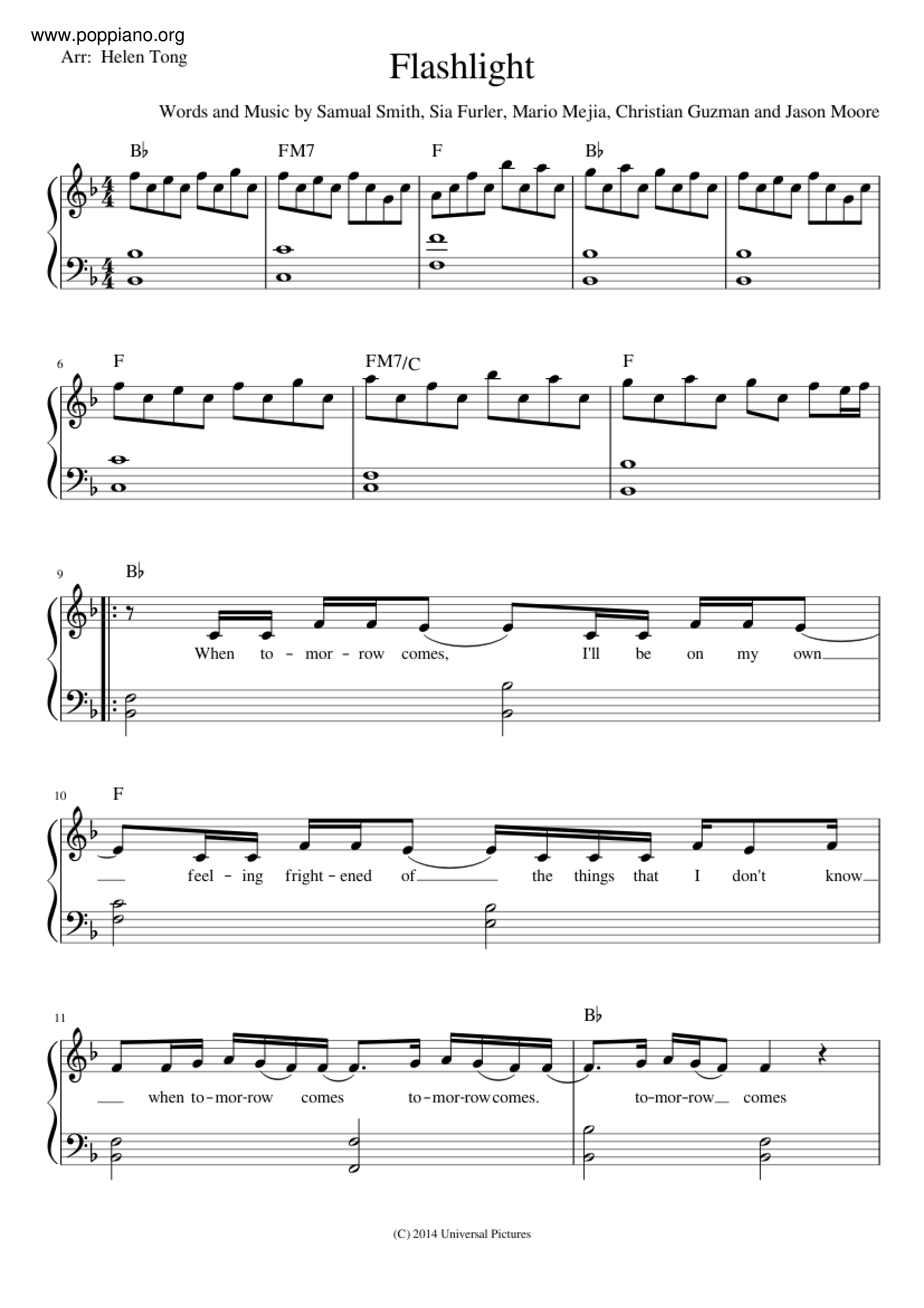 Jessie J-Flashlight - From "Pitch Perfect 2" 琴譜pdf-香港流行鋼琴協會琴譜下載 ★
