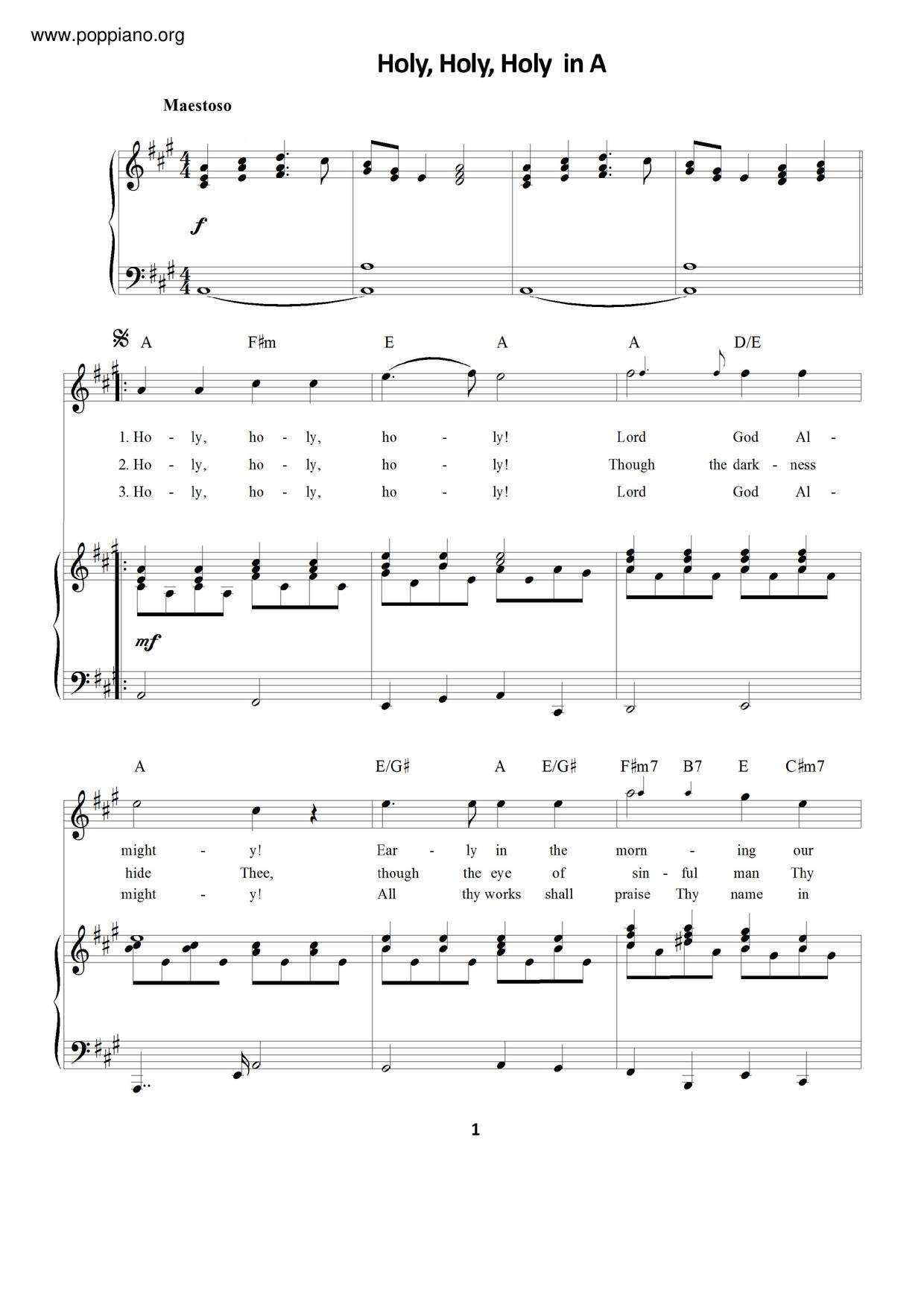 holy, holy, holy - Sheet Music / Piano Score Free PDF Download - HK Pop ...