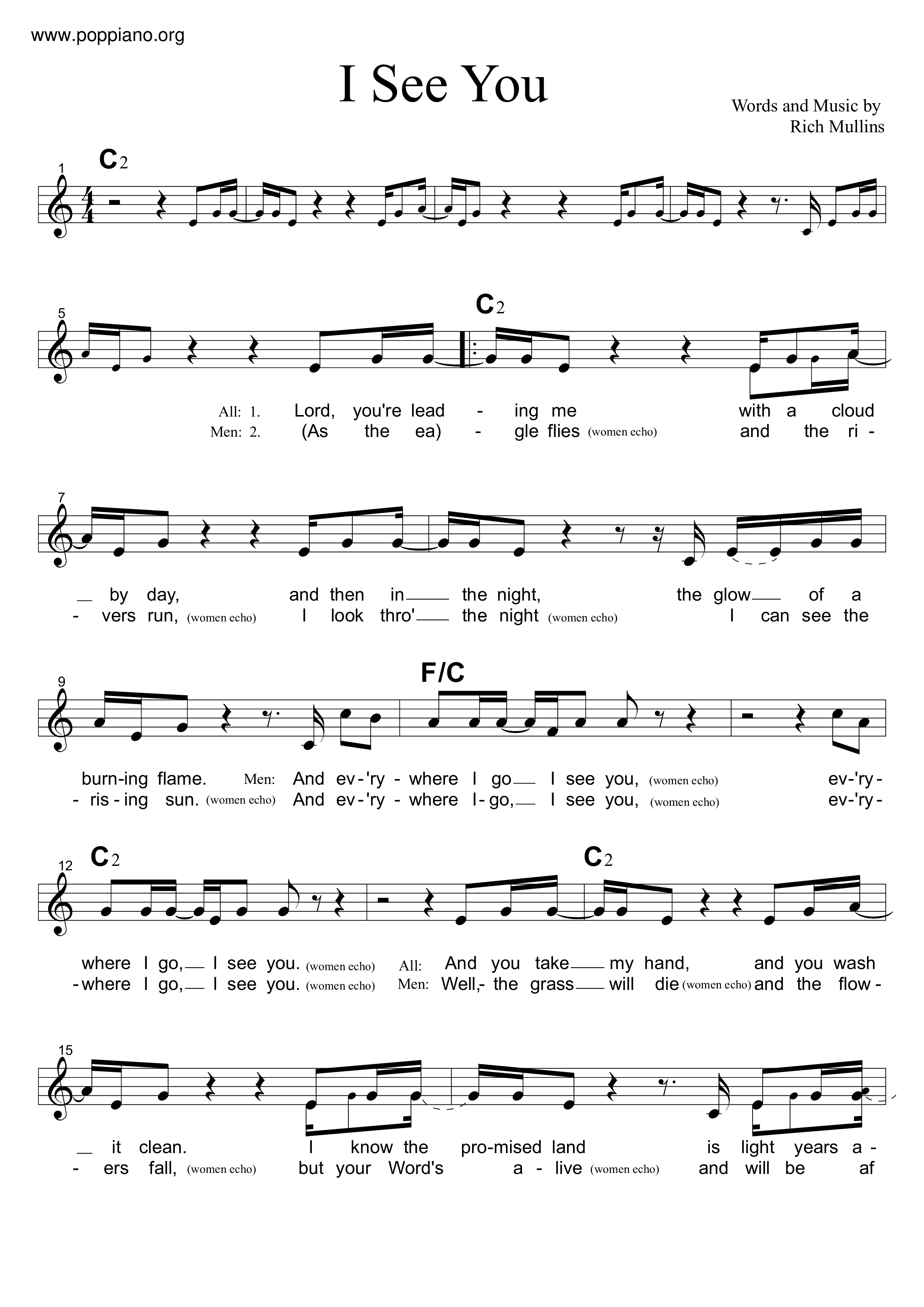 Rich Mullins-I See You 琴譜pdf-香港流行鋼琴協會琴譜下載 ★