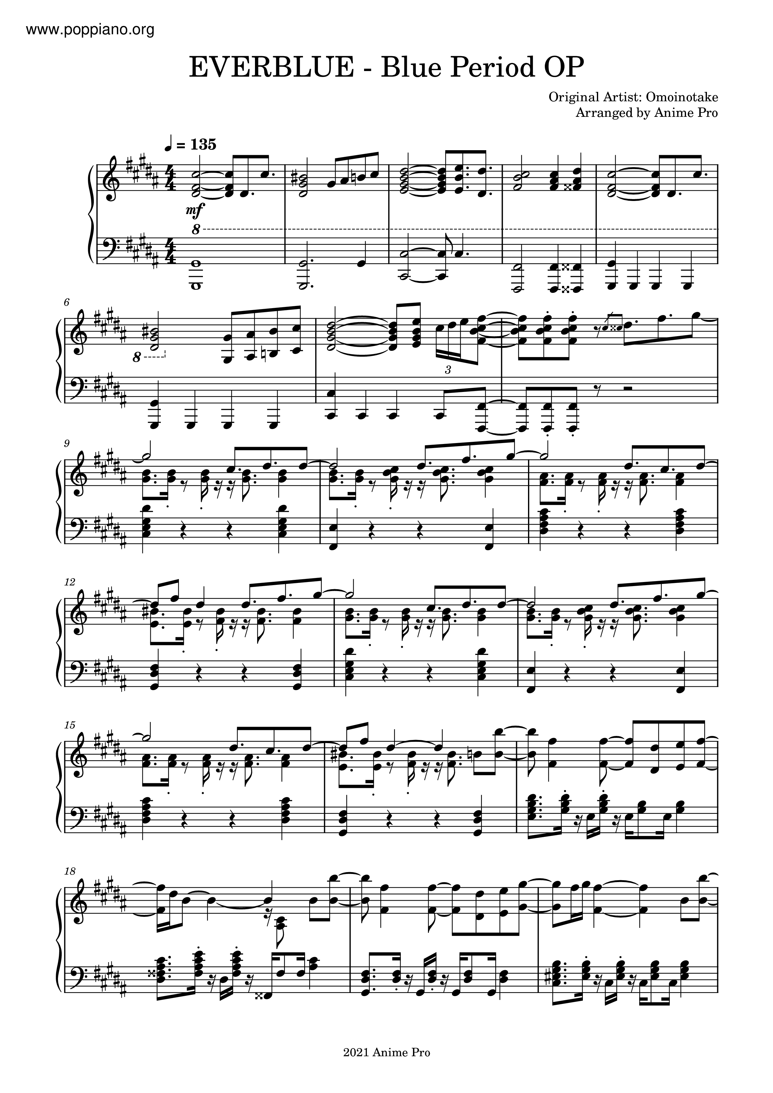★Omoinotake - Everblue ピアノ譜pdf- 香港ポップピアノ協会 無料PDF楽譜ダウンロード gakufu
