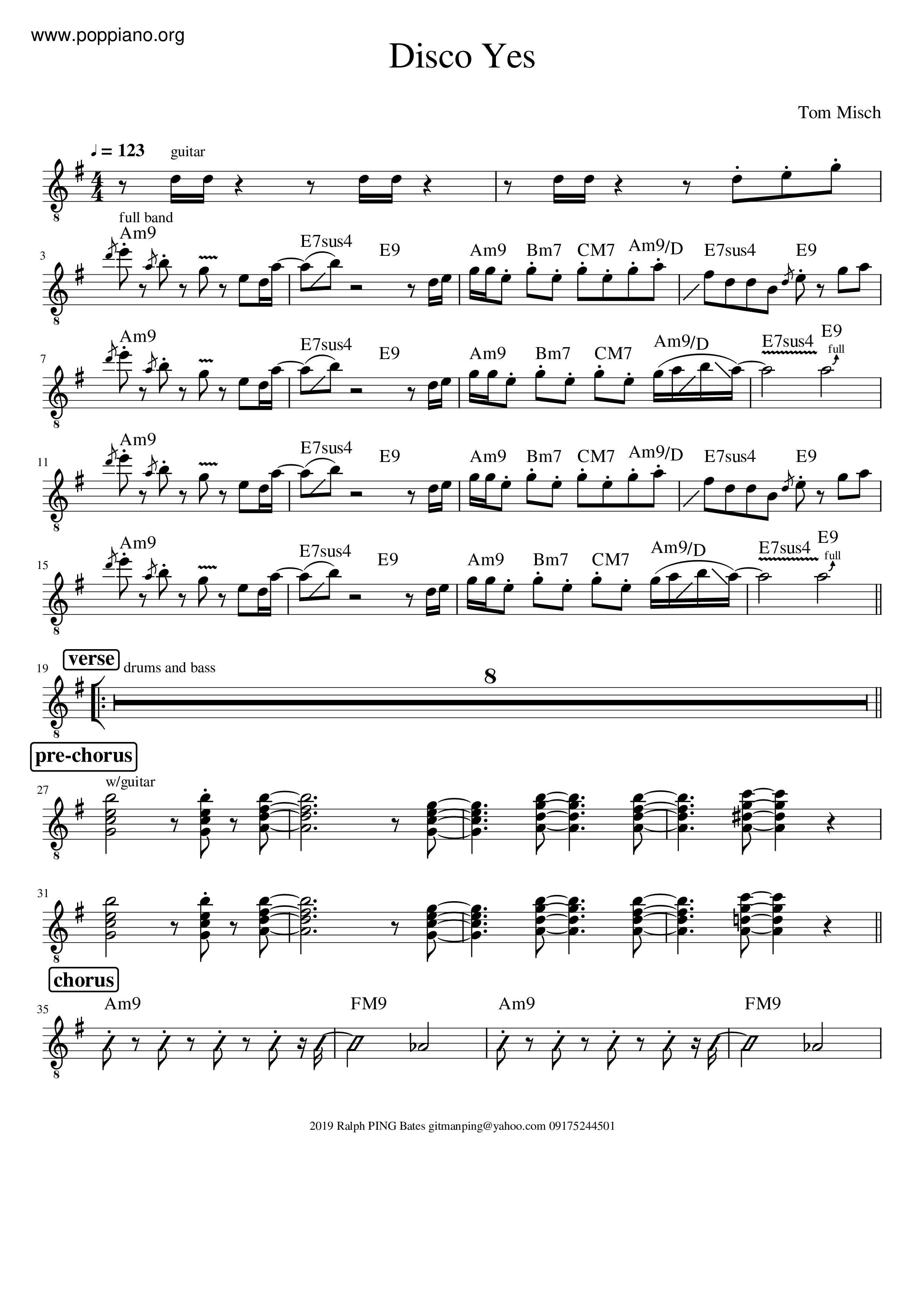 Tom Misch Disco Yes Sheet Music Pdf Free Score Download tom-misch-disco-yes-sheet-music-pdf-free-score-download
