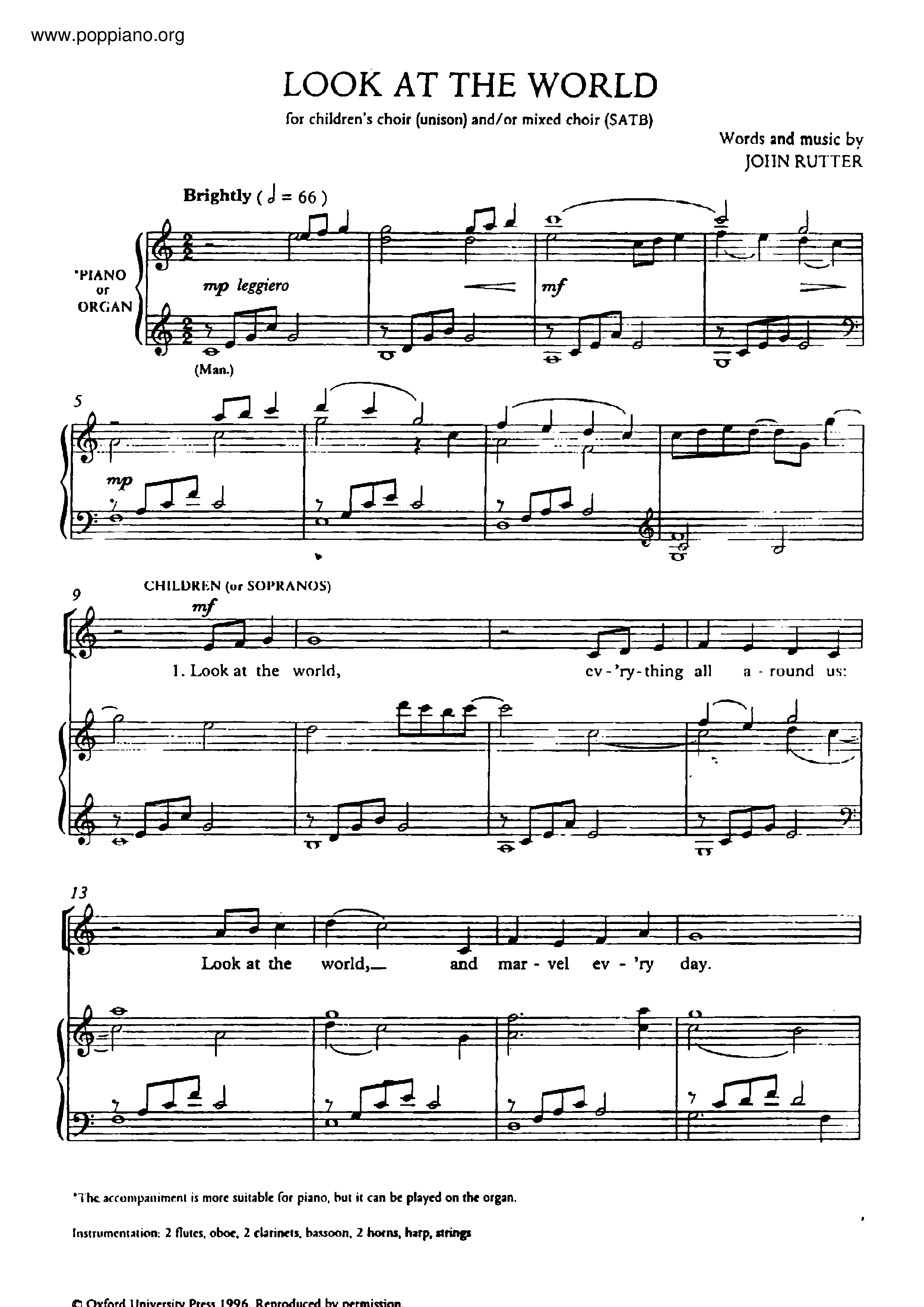 hymn-Look At The World Sheet Music pdf, - Free Score Download ★