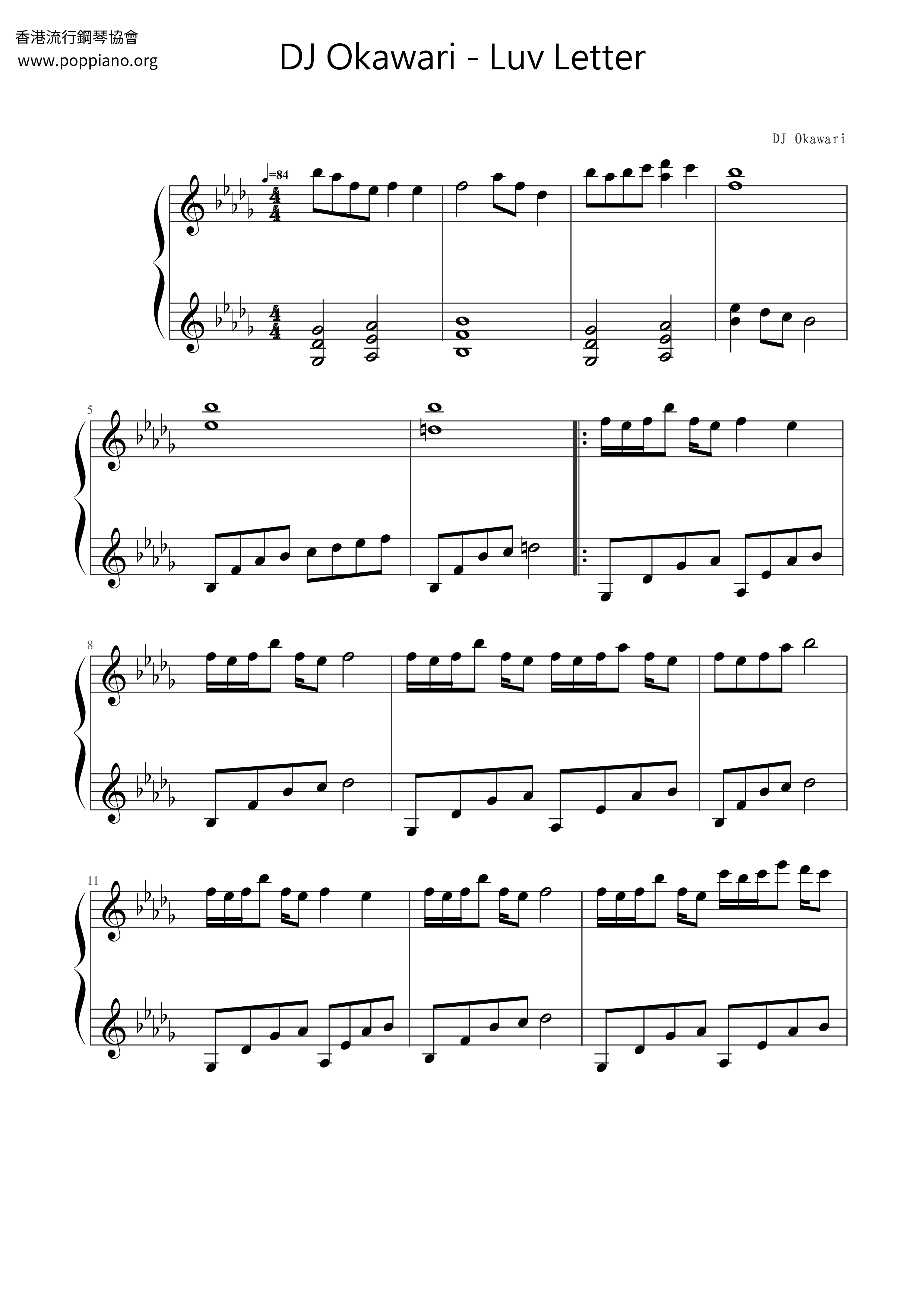 Luv Letter - Sheet Music / Piano Score Free PDF Download - HK Pop Piano ...