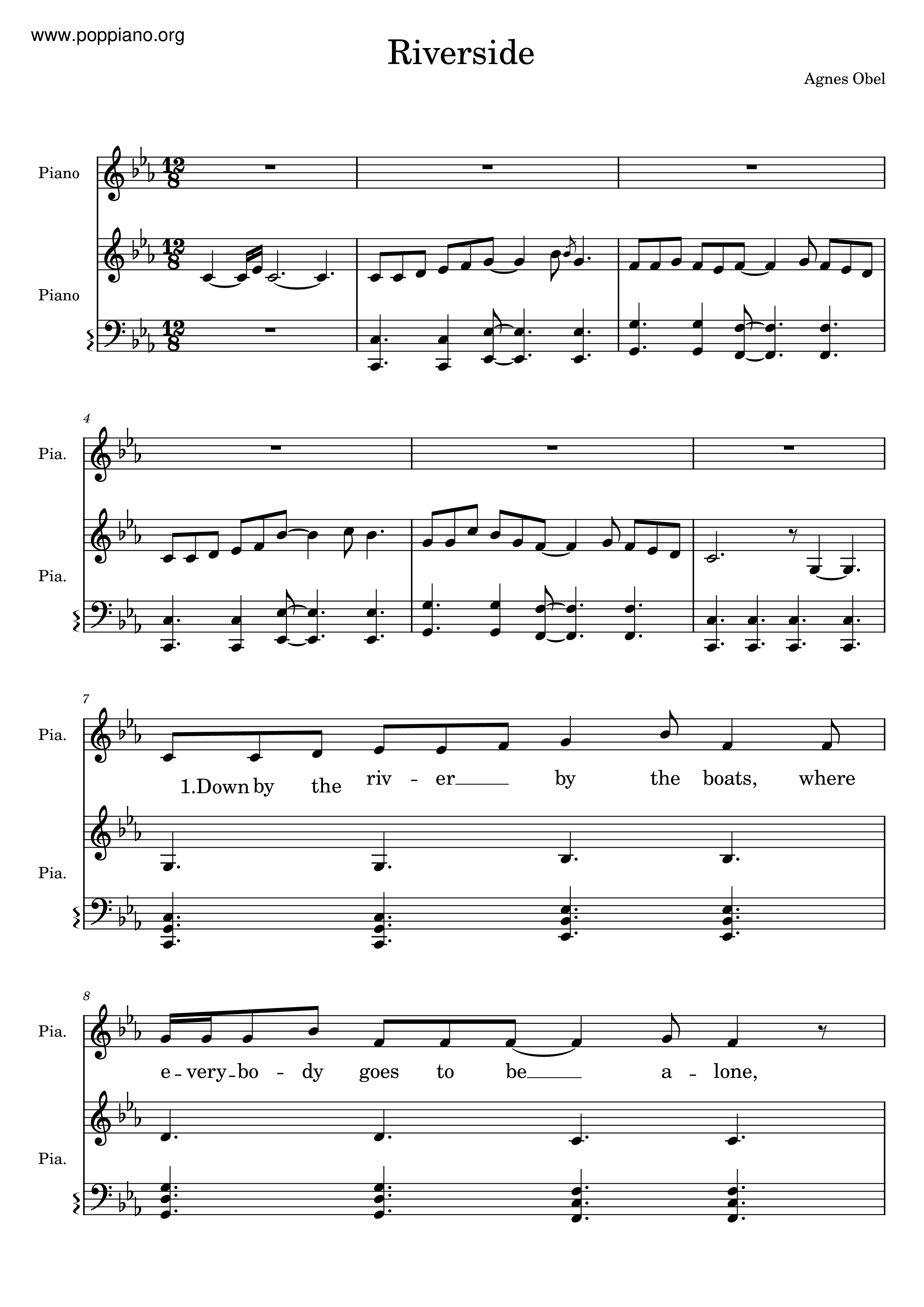 Agnes Obel-Riverside 琴譜pdf-香港流行鋼琴協會琴譜下載 ★
