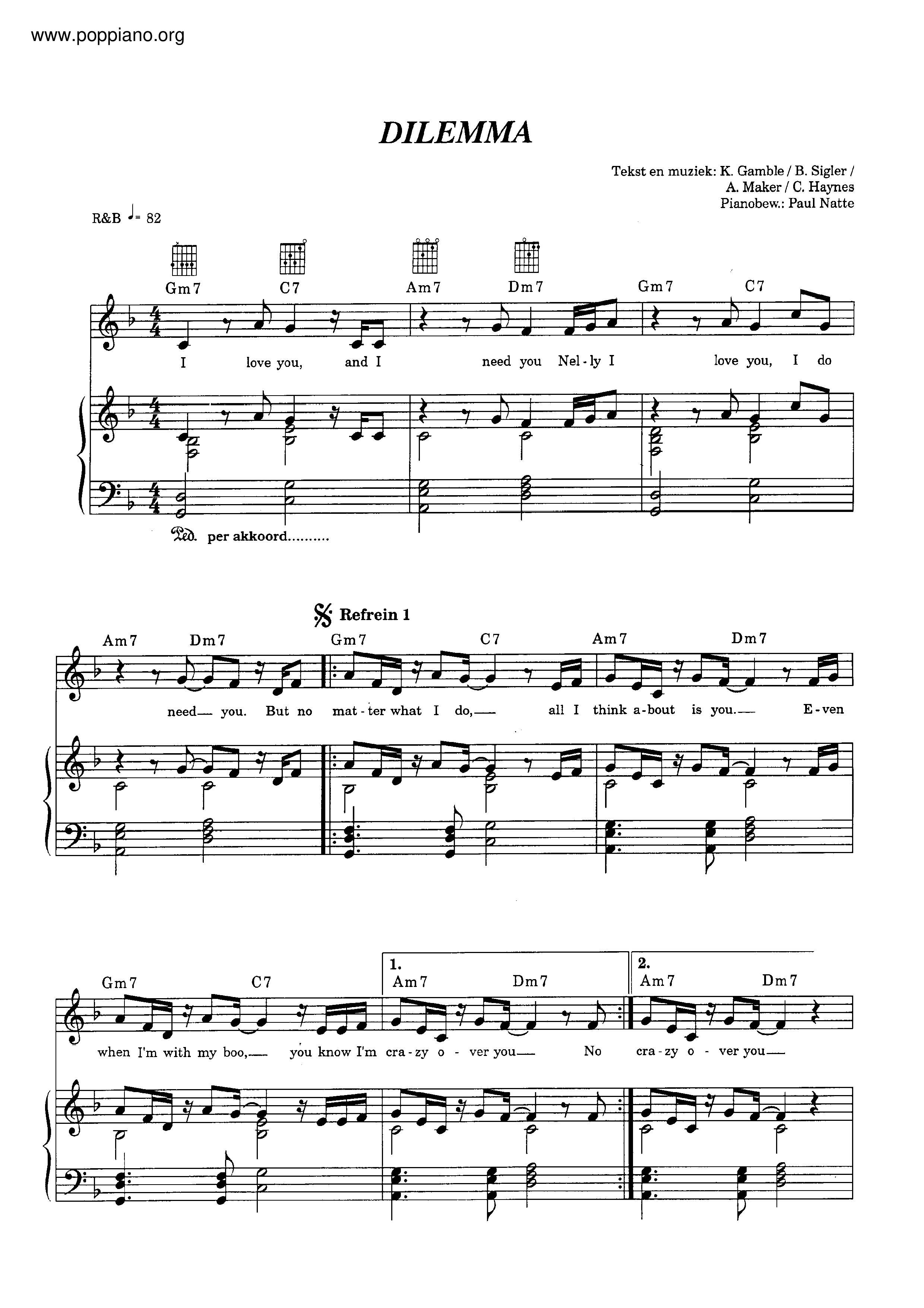Nelly-Dilemma Sheet Music pdf, - Free Score Download ★