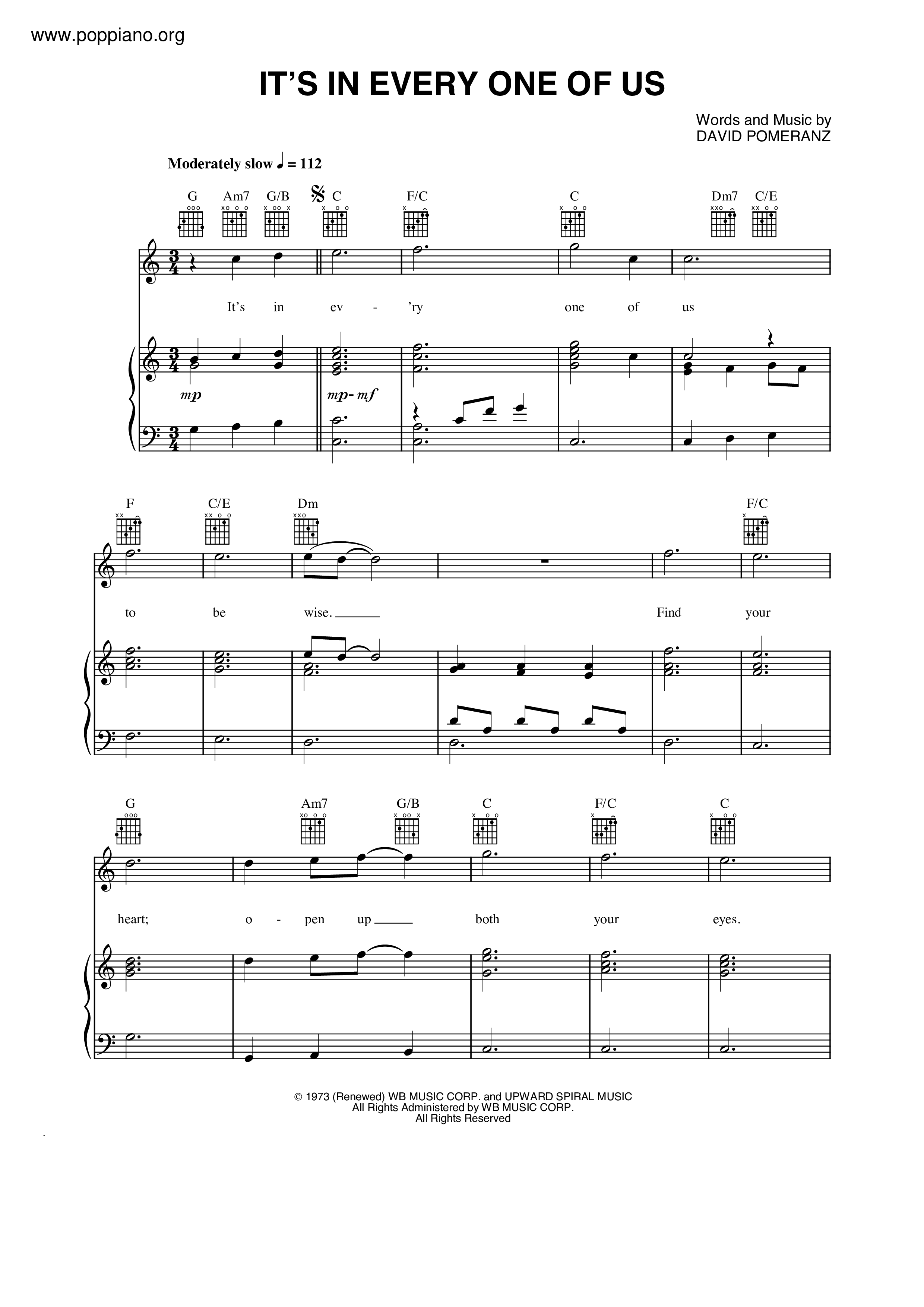 David Pomeranz-It's In Every One Of Us Sheet Music pdf, - Free Score ...