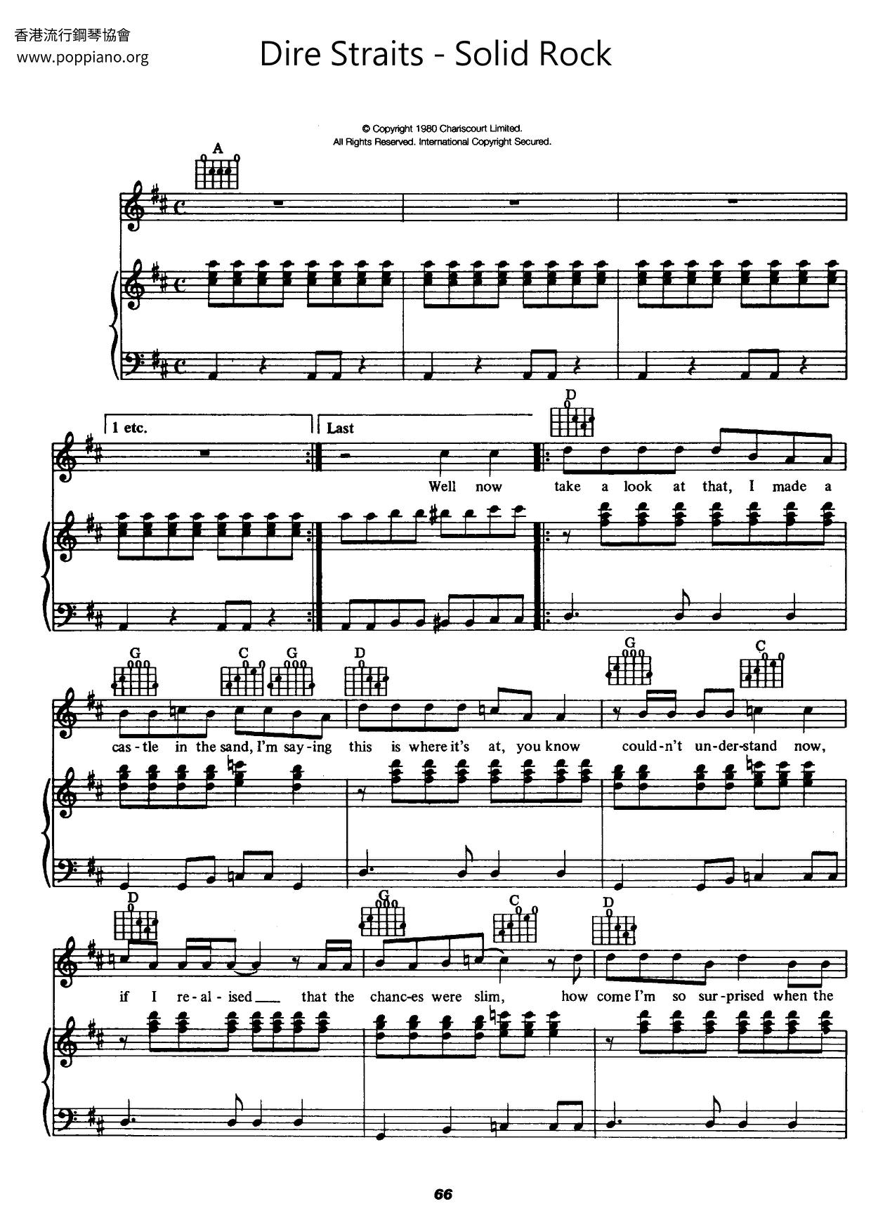 Dire Straits-Solid Rock Sheet Music pdf, - Free Score Download ★