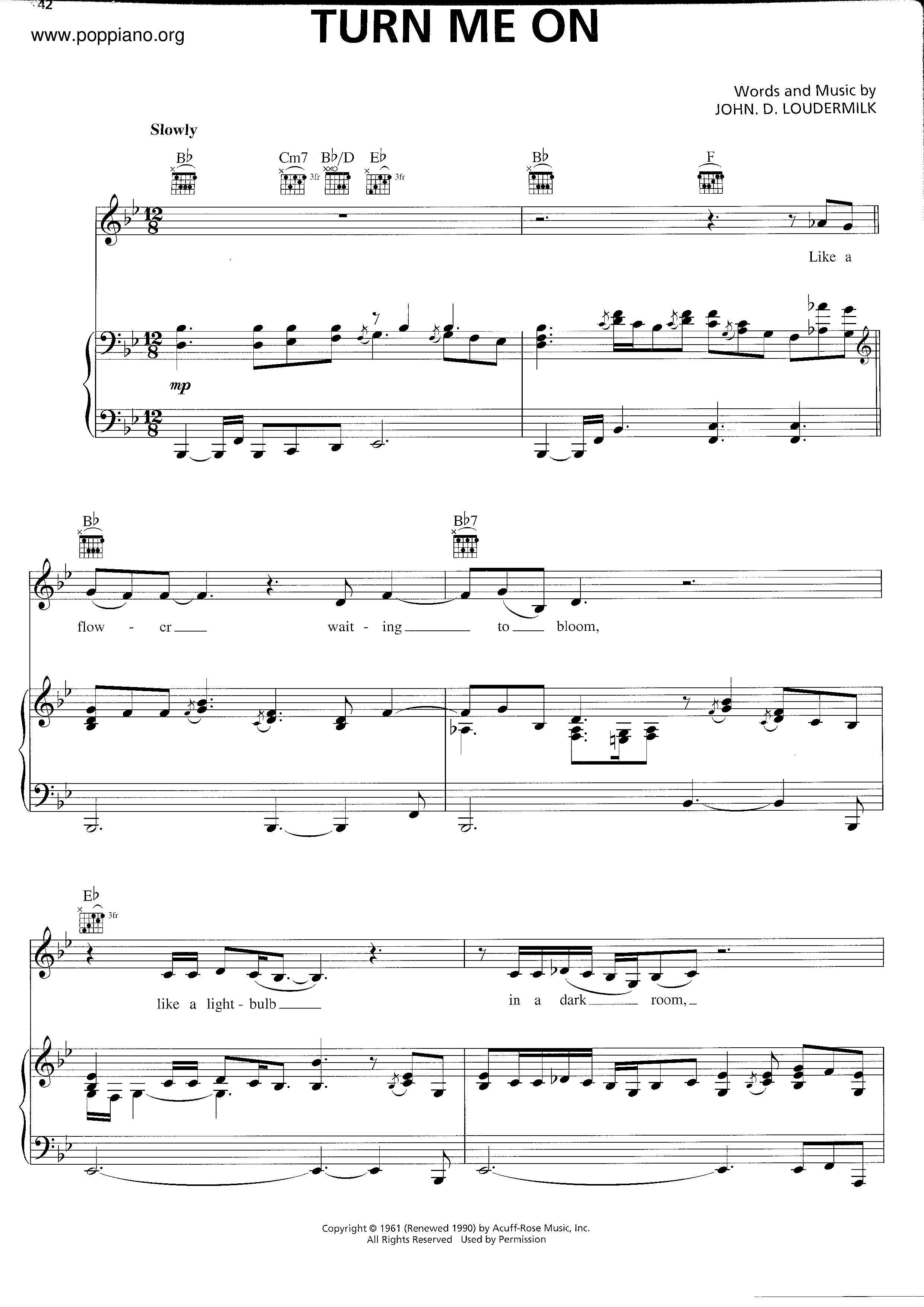 Norah Jones-Turn Me On Sheet Music pdf, - Free Score Download ★