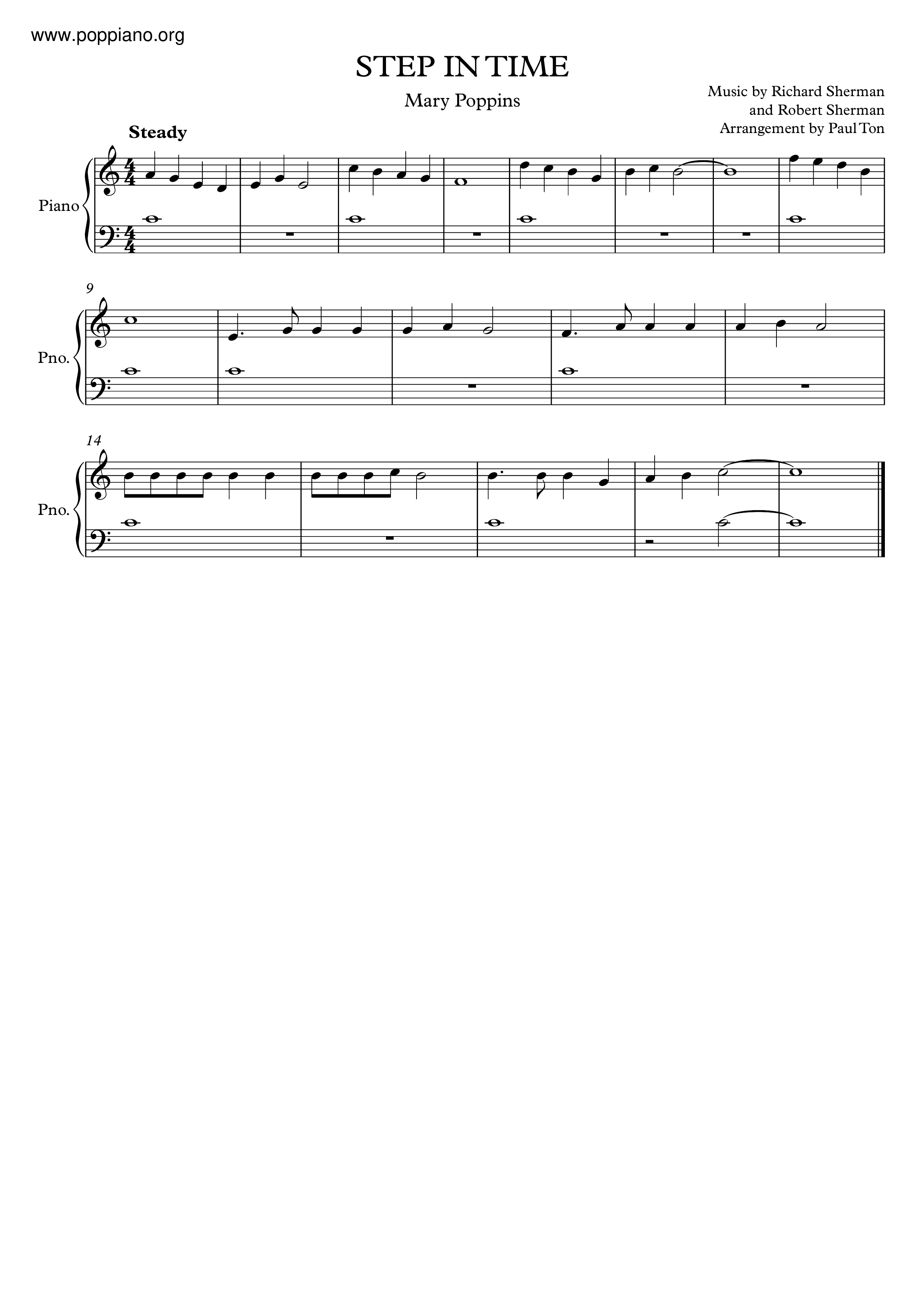 Mary Poppins-Step In Time Sheet Music pdf, - Free Score Download ★