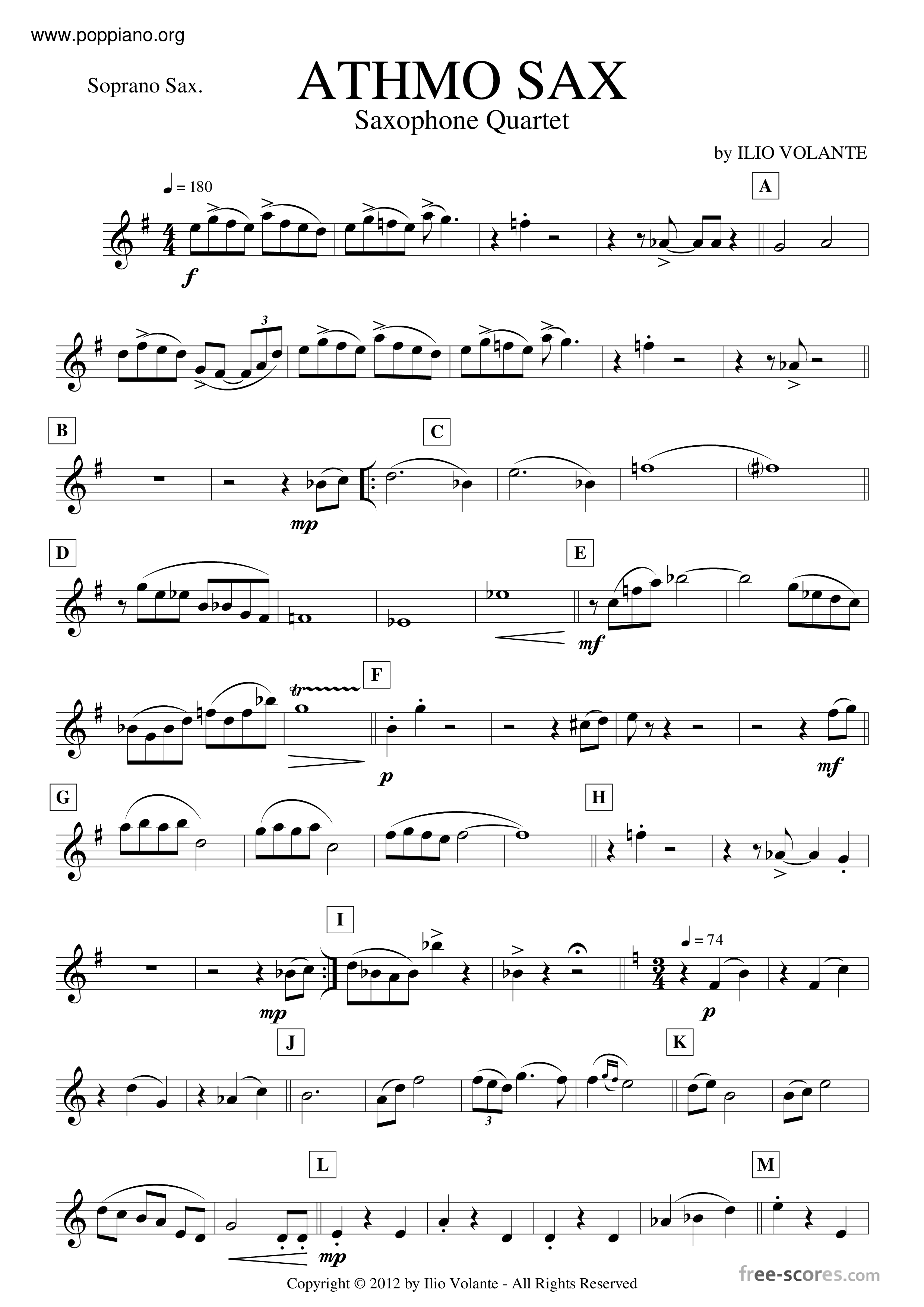 Ilio Volante-Athmo Sax Sax Score pdf, - Free Score Download ★