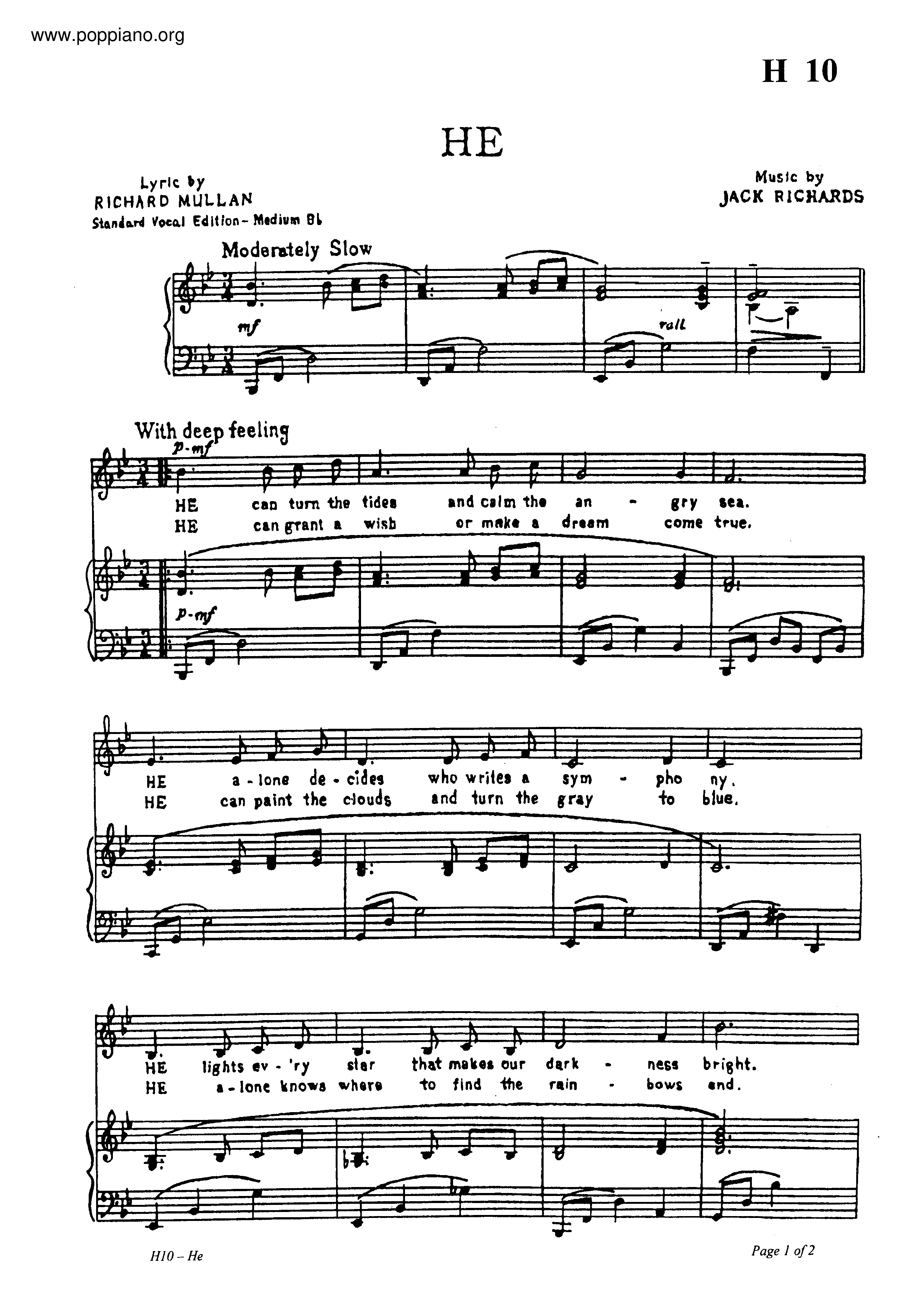 Hymn-He Sheet Music pdf, - Free Score Download ★