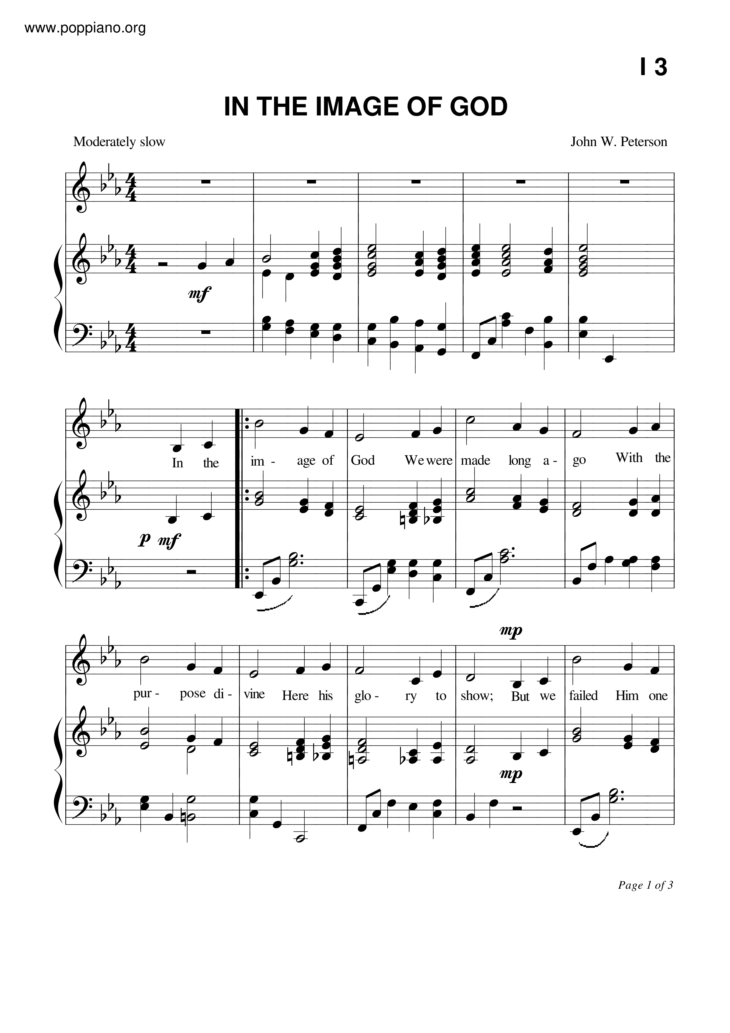 Hymn-In The Image Of God Sheet Music pdf, - Free Score Download ★