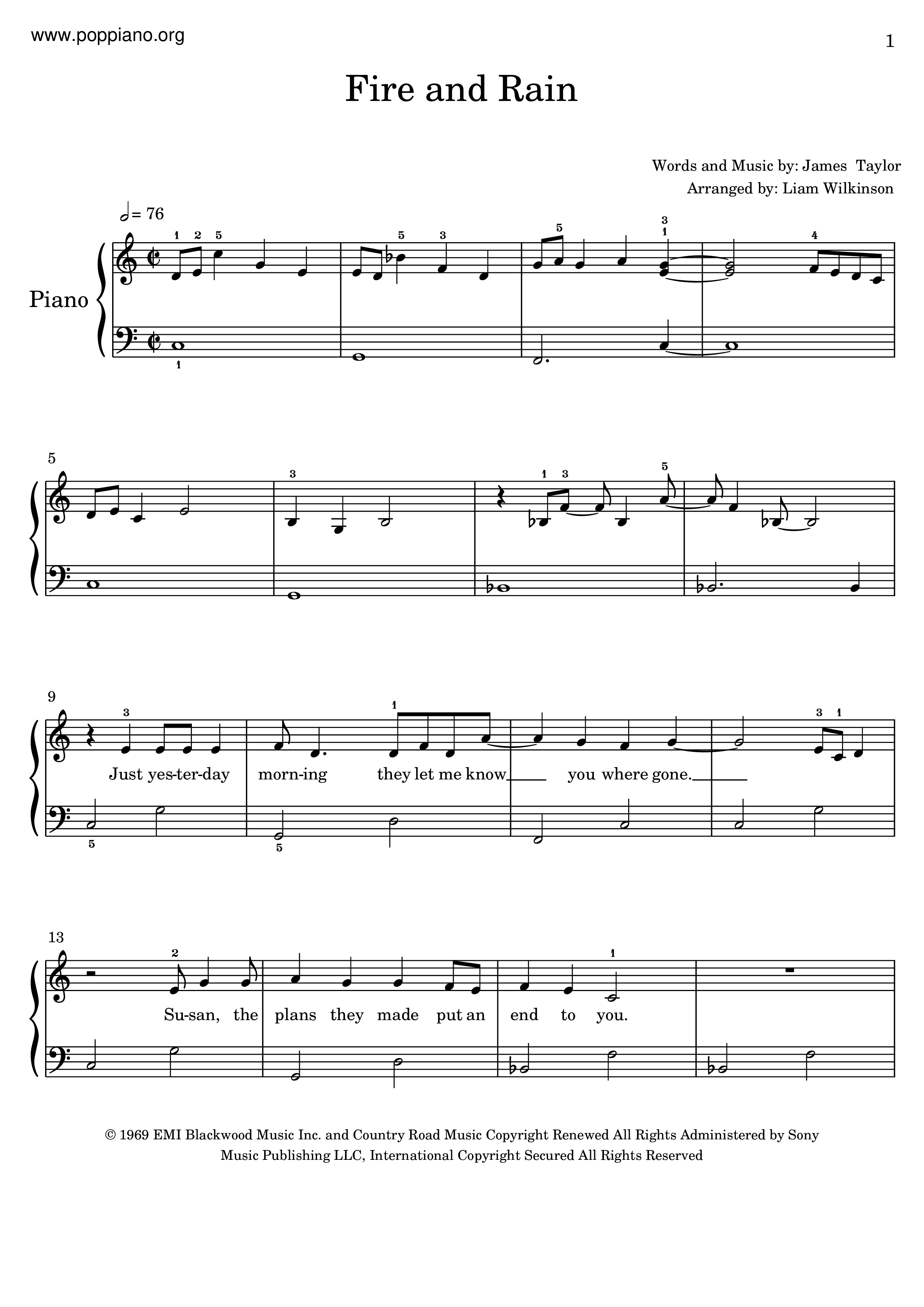 James Taylor-Fire And Rain Sheet Music pdf, - Free Score Download ★