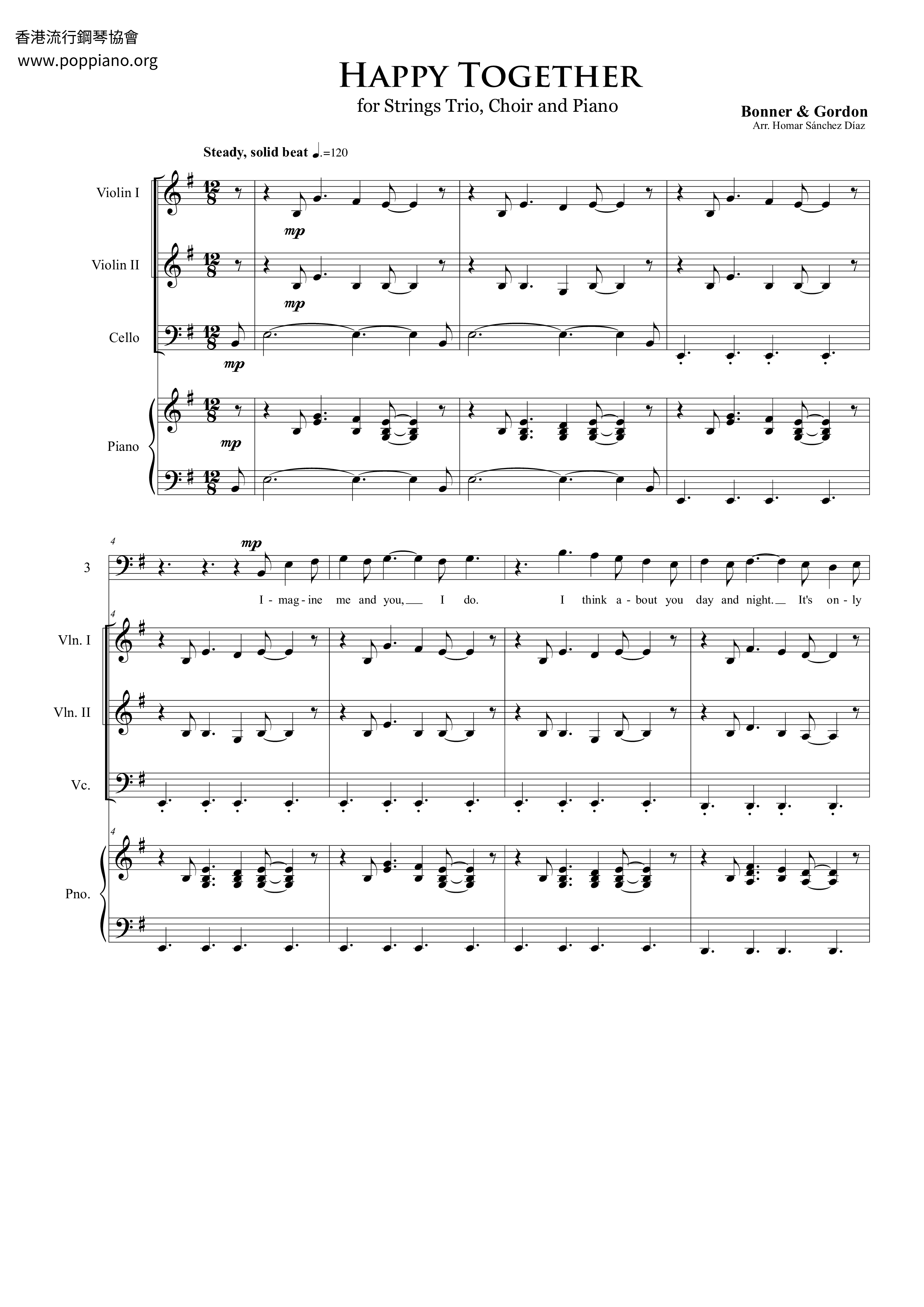 The Turtles-Happy Together 琴譜pdf-香港流行鋼琴協會琴譜下載 ★