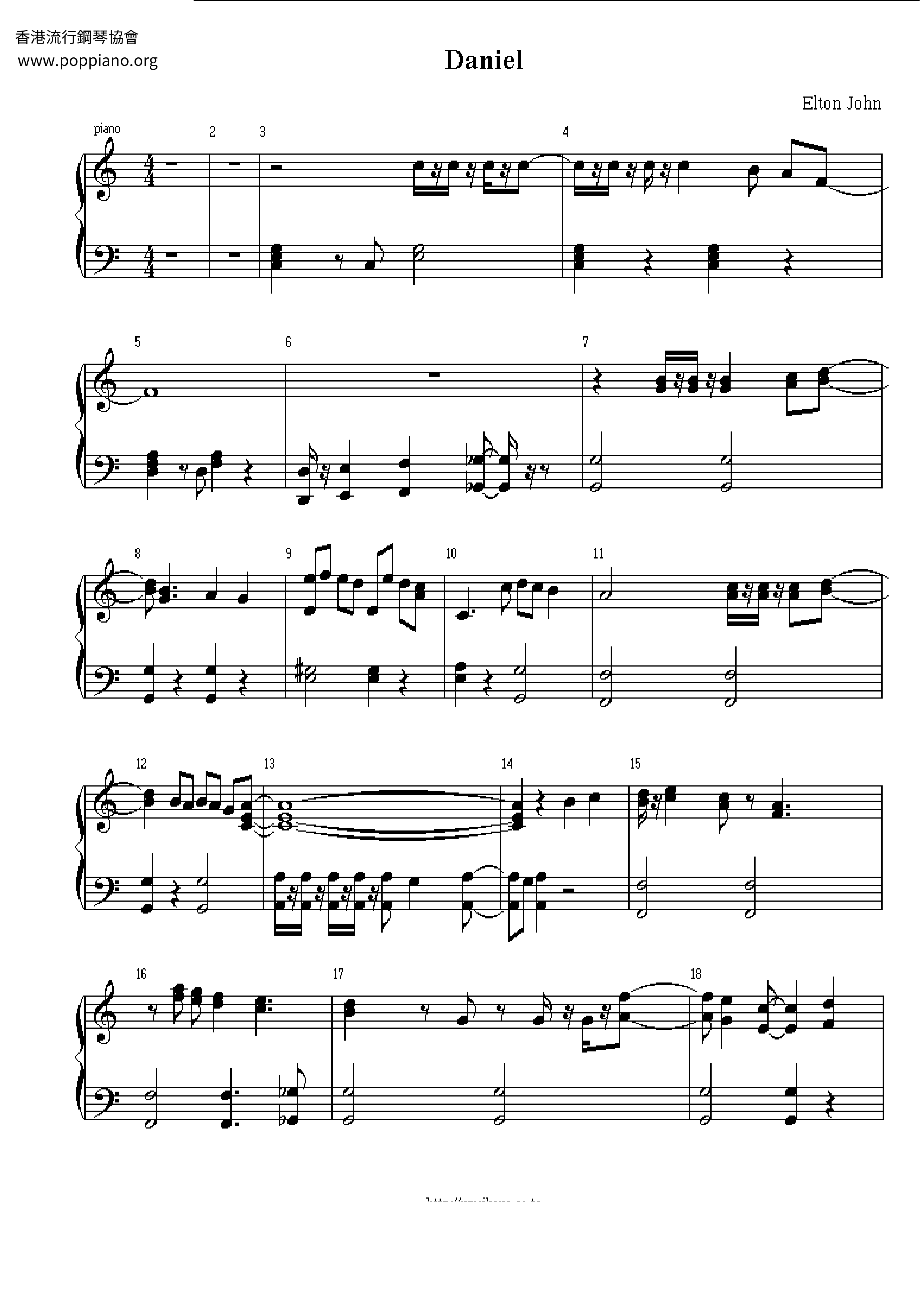 DanielPDF琴谱免费下载 - 香港流行钢琴协会 ★