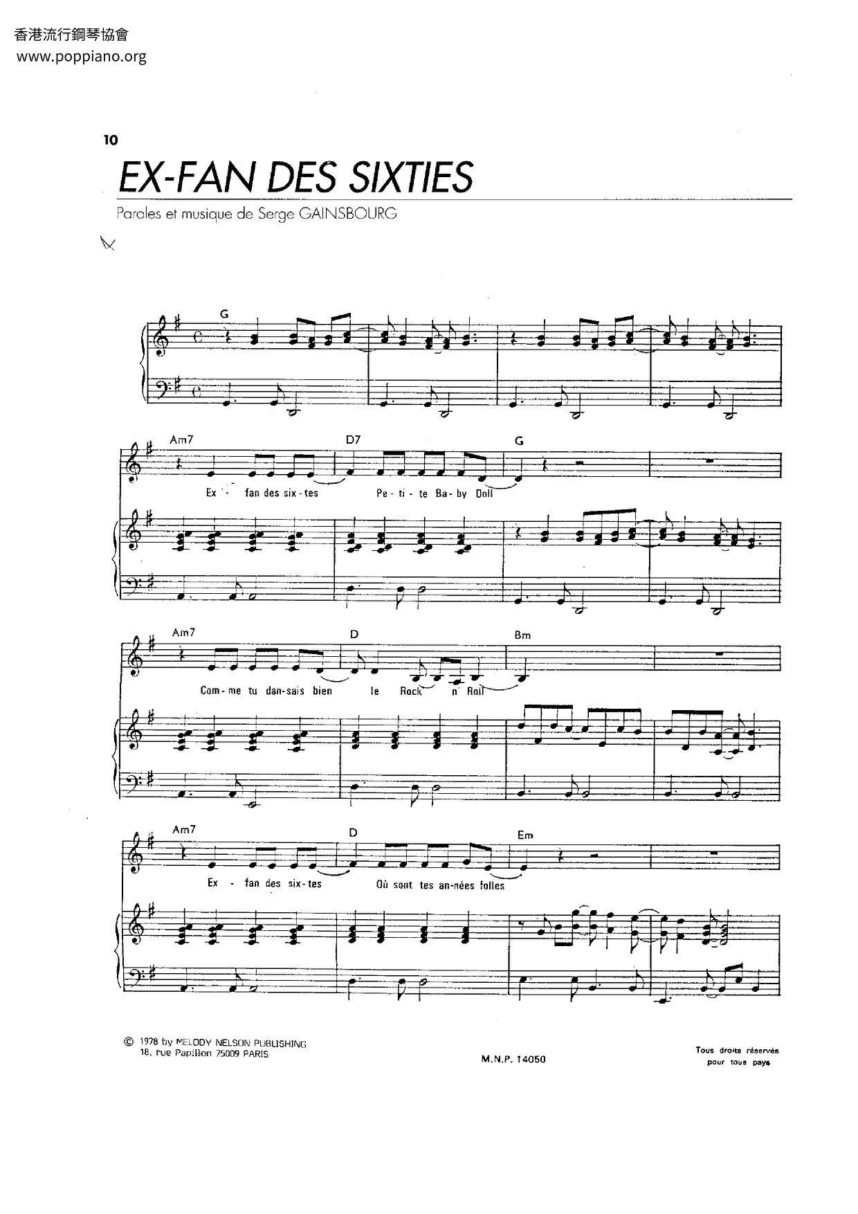 Jane Birkin-Ex-Fan Des Sixties Sheet Music pdf, - Free Score Download ★
