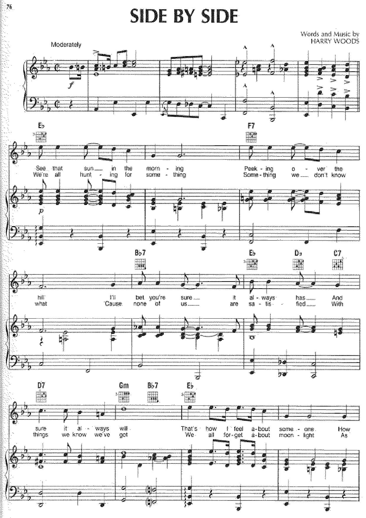 Patsy Cline-Side By Side Sheet Music pdf, - Free Score Download ★