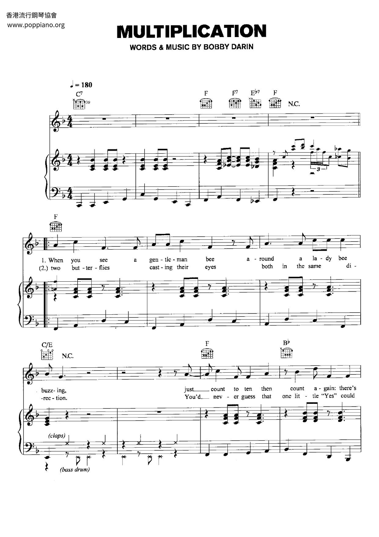 Bobby Darin-Multiplication Sheet Music pdf, - Free Score Download ★