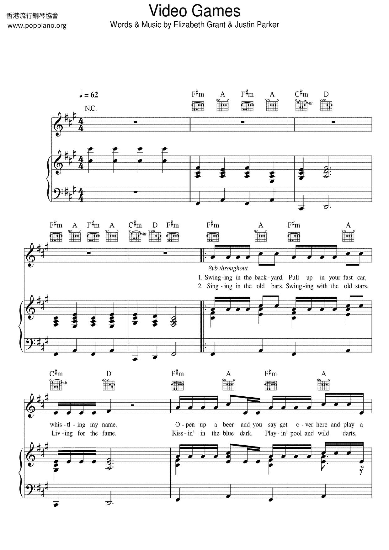 Video Games | Sheet Music | Piano Score Free PDF Download | HK Pop ...