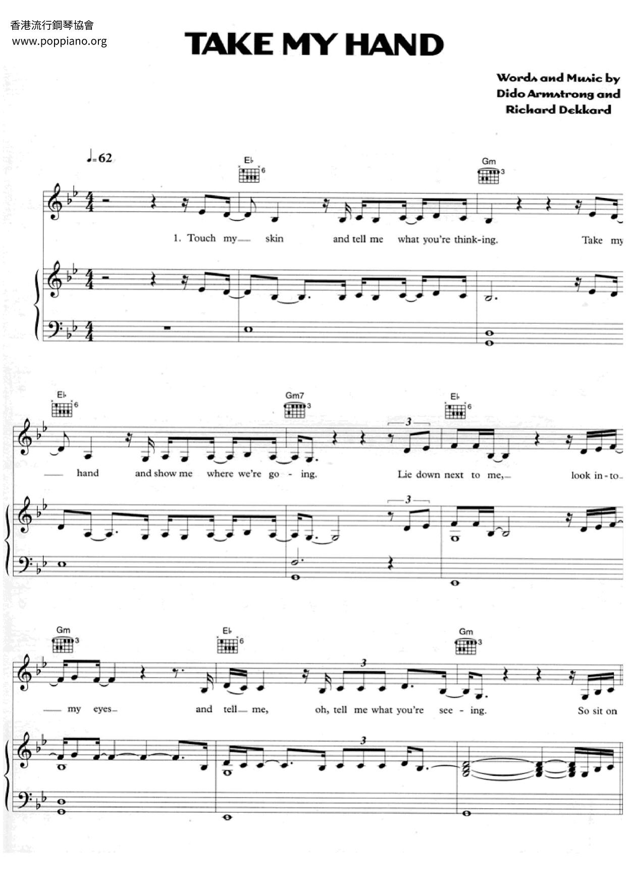 Take My Hand- PDF琴譜免費下載 | 香港流行鋼琴協會 ★