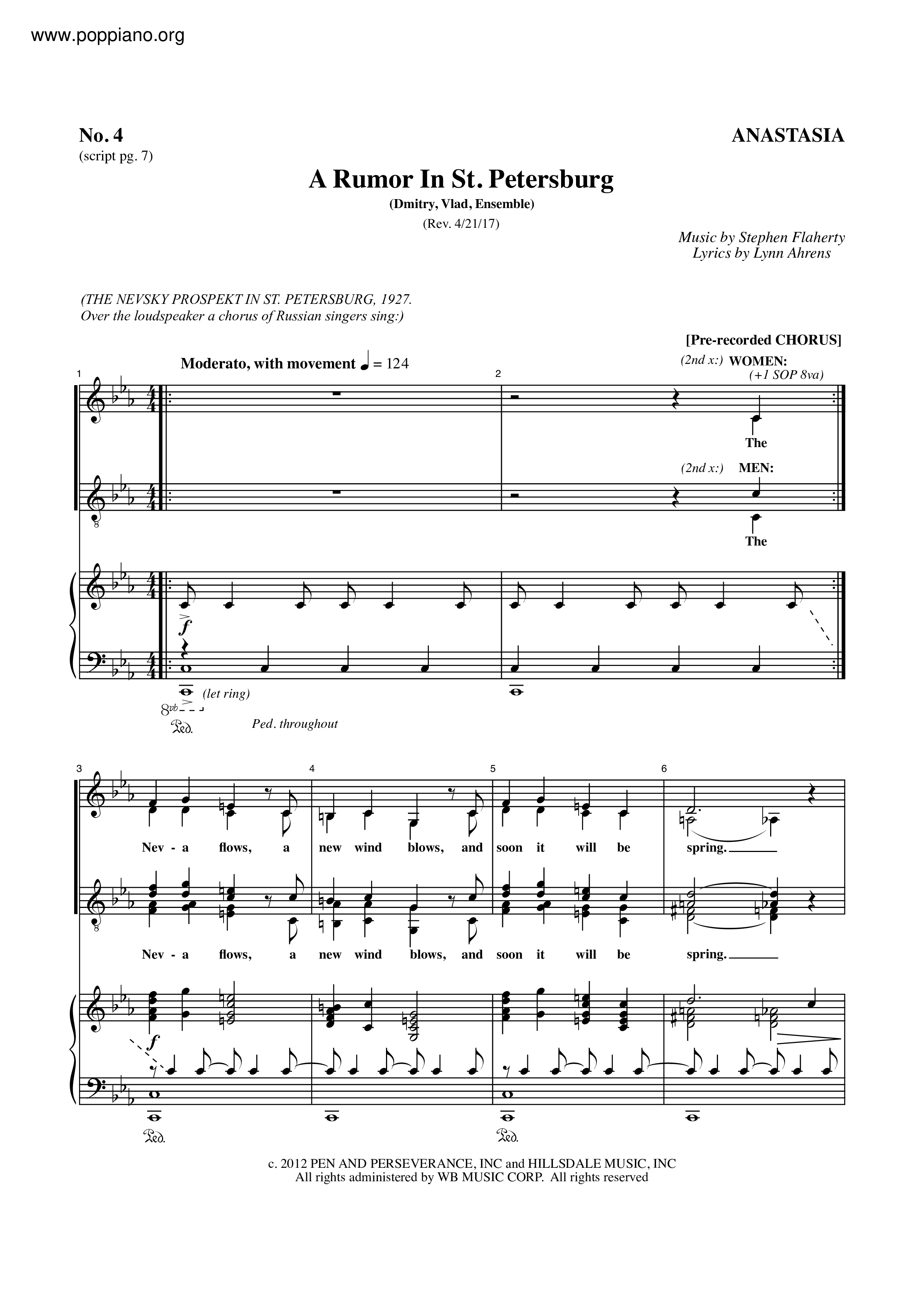 Anastasia-A Rumor In St. Petersburg 琴譜pdf-香港流行鋼琴協會琴譜下載 ★