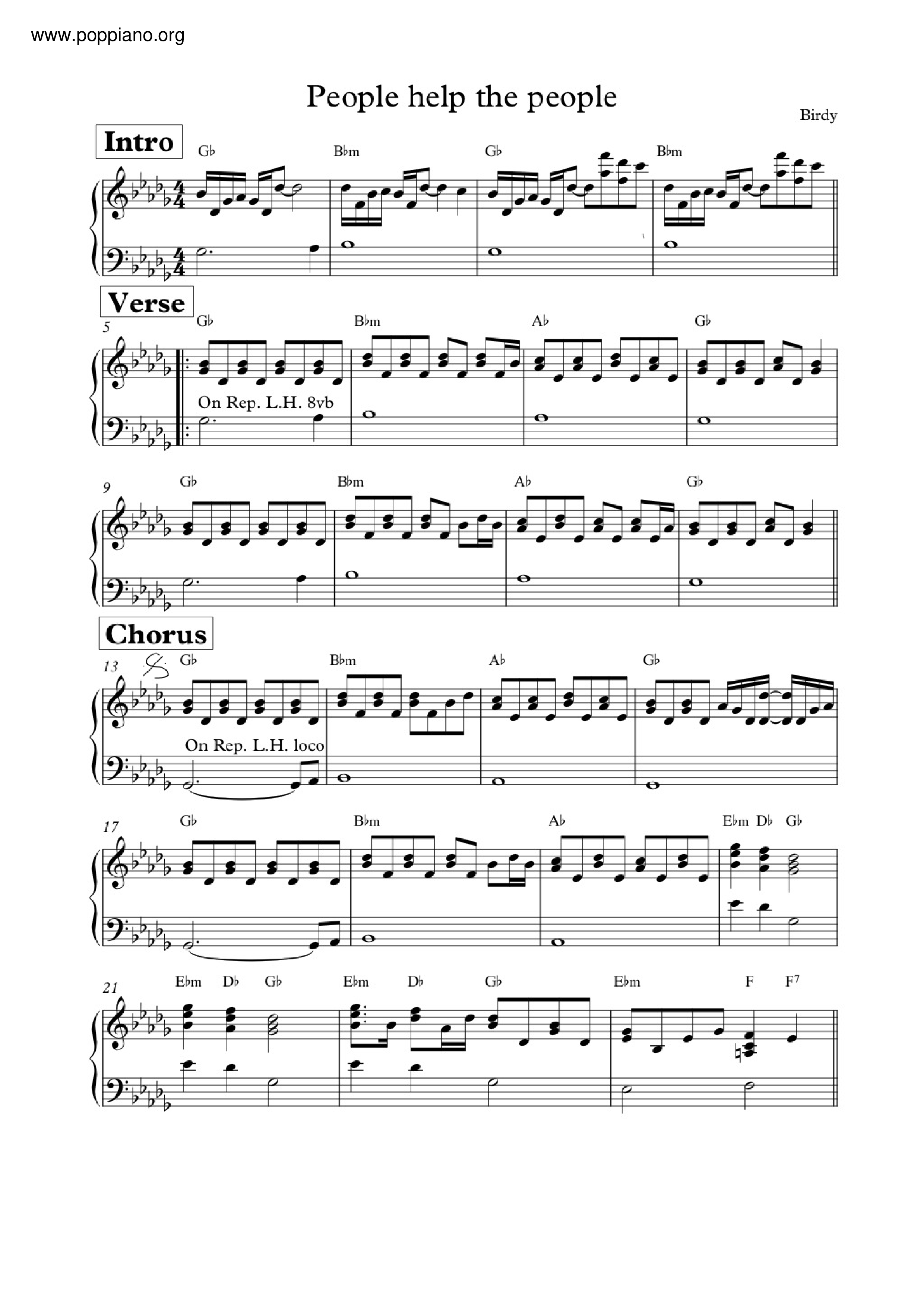 People Help The People- PDF無料ピアノ譜 gakufu | 香港ポップピアノ協会 ★