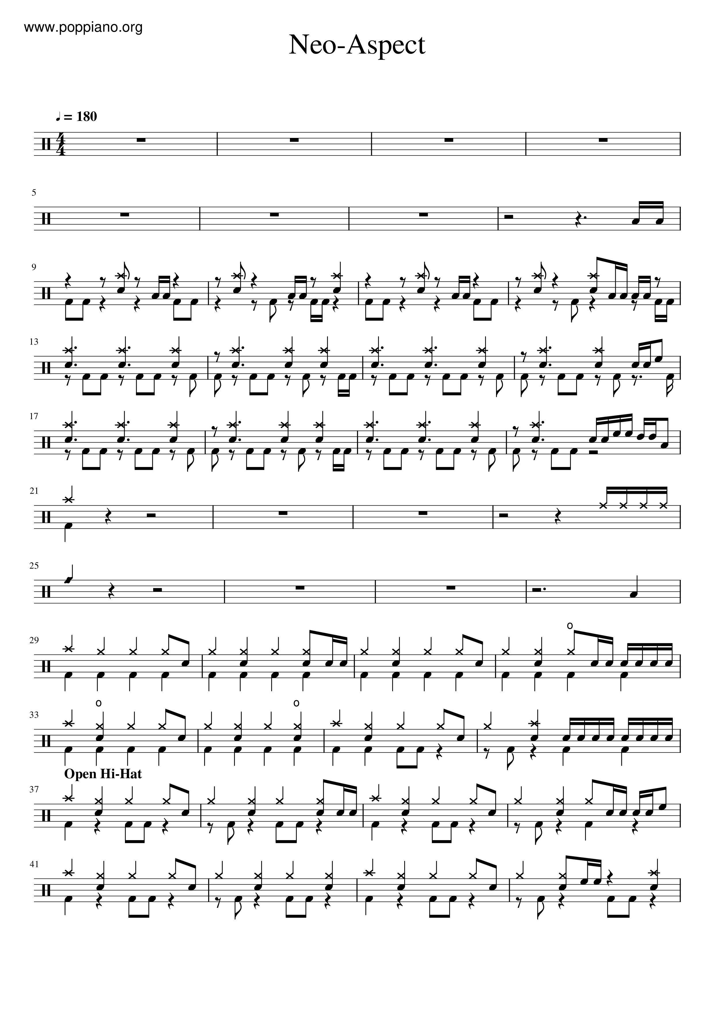 Roselia-Neo-Aspect Drum Tab pdf, - Free Score Download ★