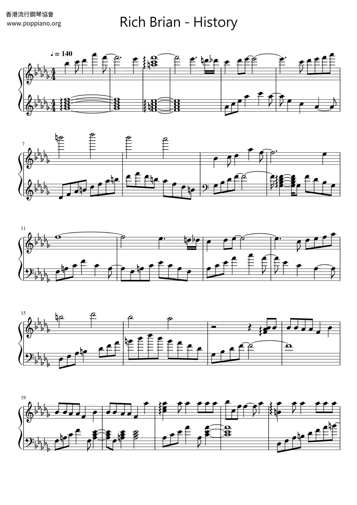 History - Sheet Music / Piano Score Free PDF Download - HK Pop Piano ...
