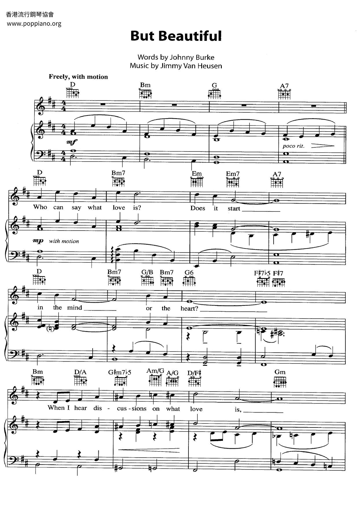 Doris Day-But Beautiful Sheet Music pdf, - Free Score Download ★